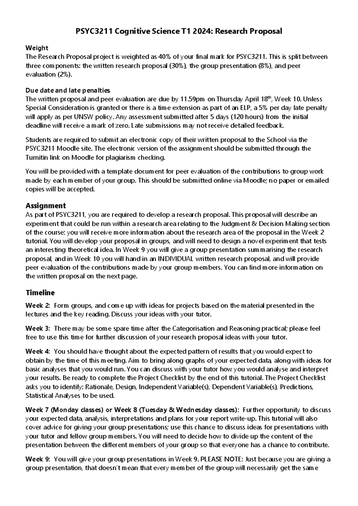 PSYC3211 2024: Research Proposal Assignment Guidelines & Tips - Studocu