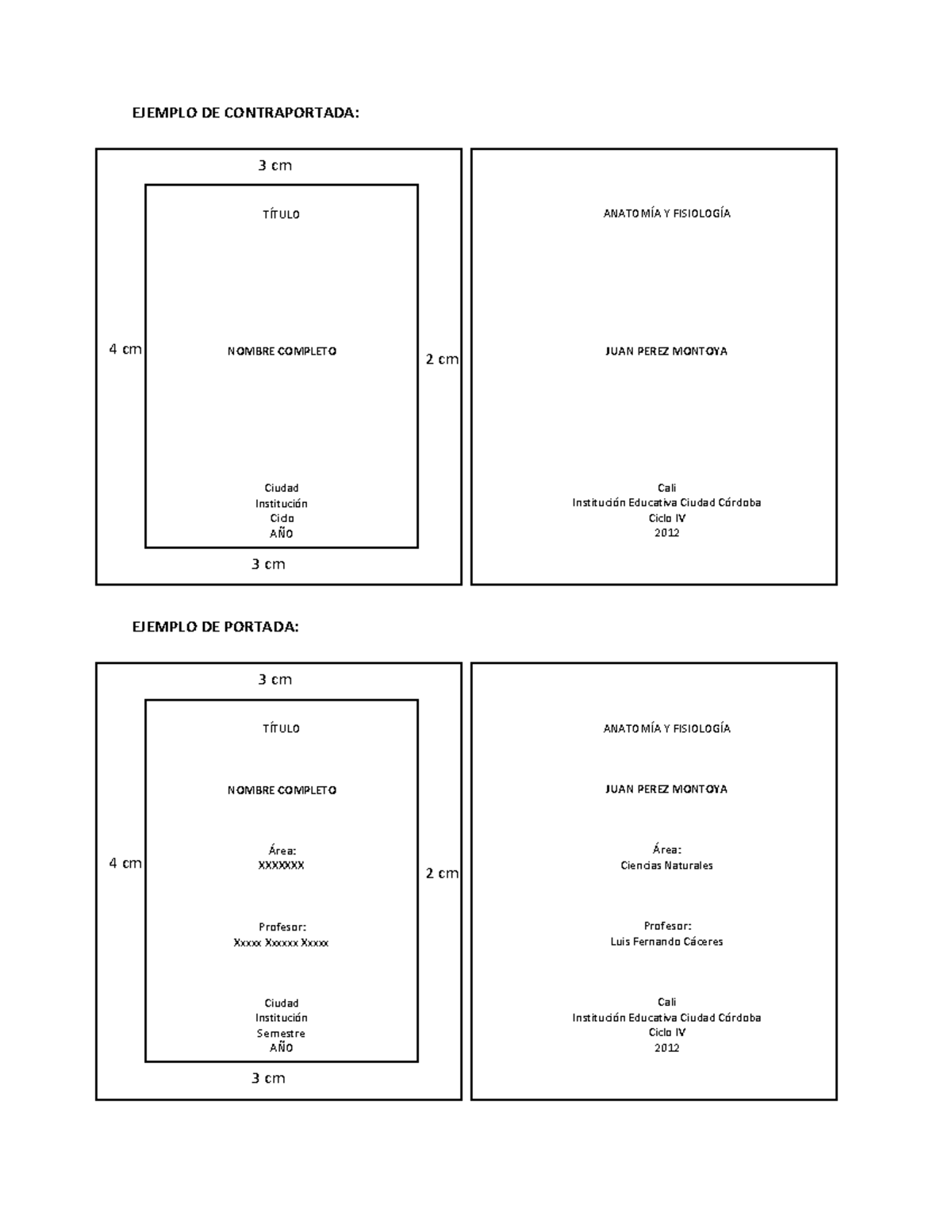 Ejemplo de Contraportadas y Portadas según Normas ICONTEC - Studocu