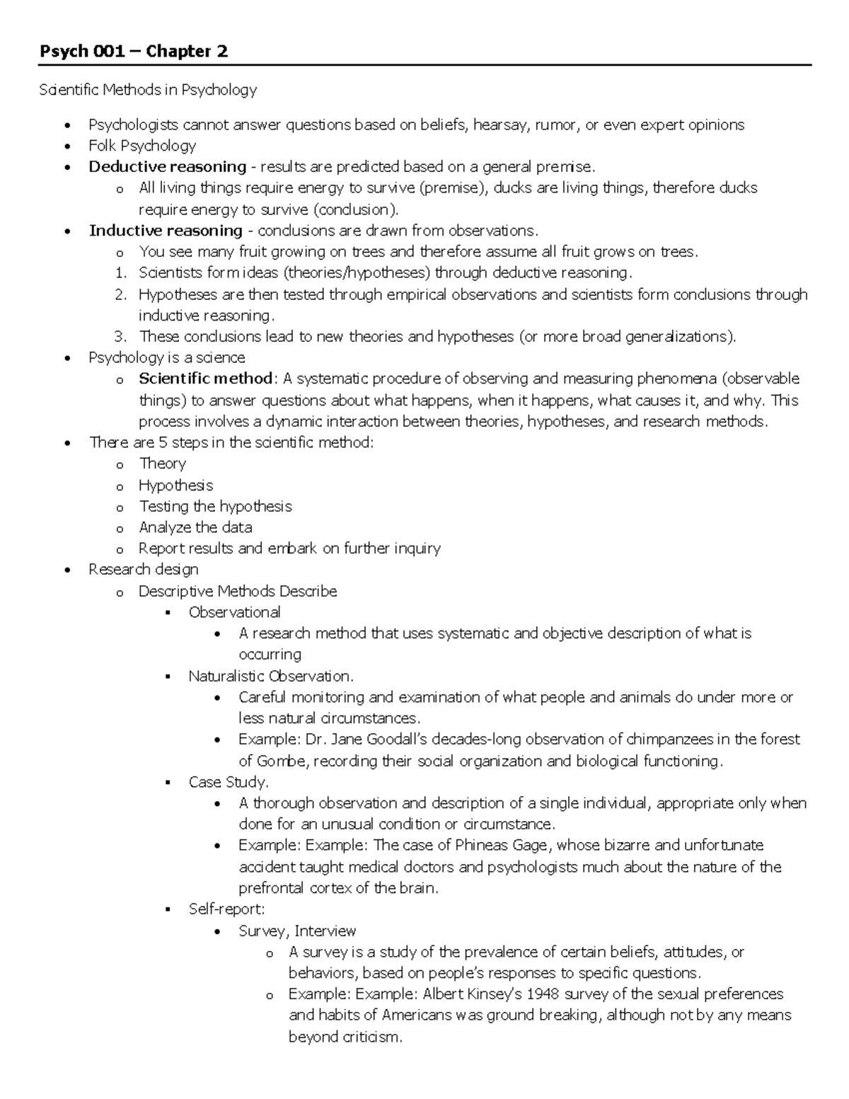 Psych 001 Lecture Outline: Scientific Methods in Psychology - Studocu