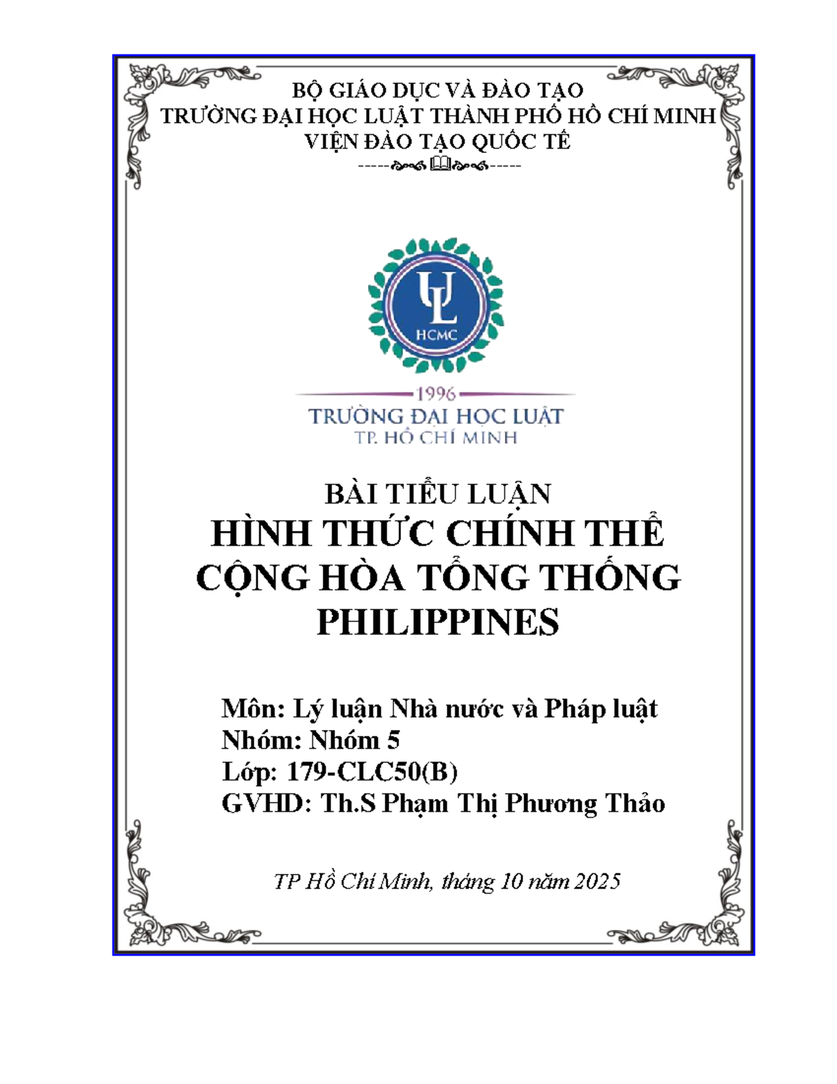 TIỂU LUẬN BẢN CHÍNH THỨC - BỘ GIÁO DỤC VÀ ĐÀO TẠO TRƯỜNG ĐẠI HỌC LUẬT ...