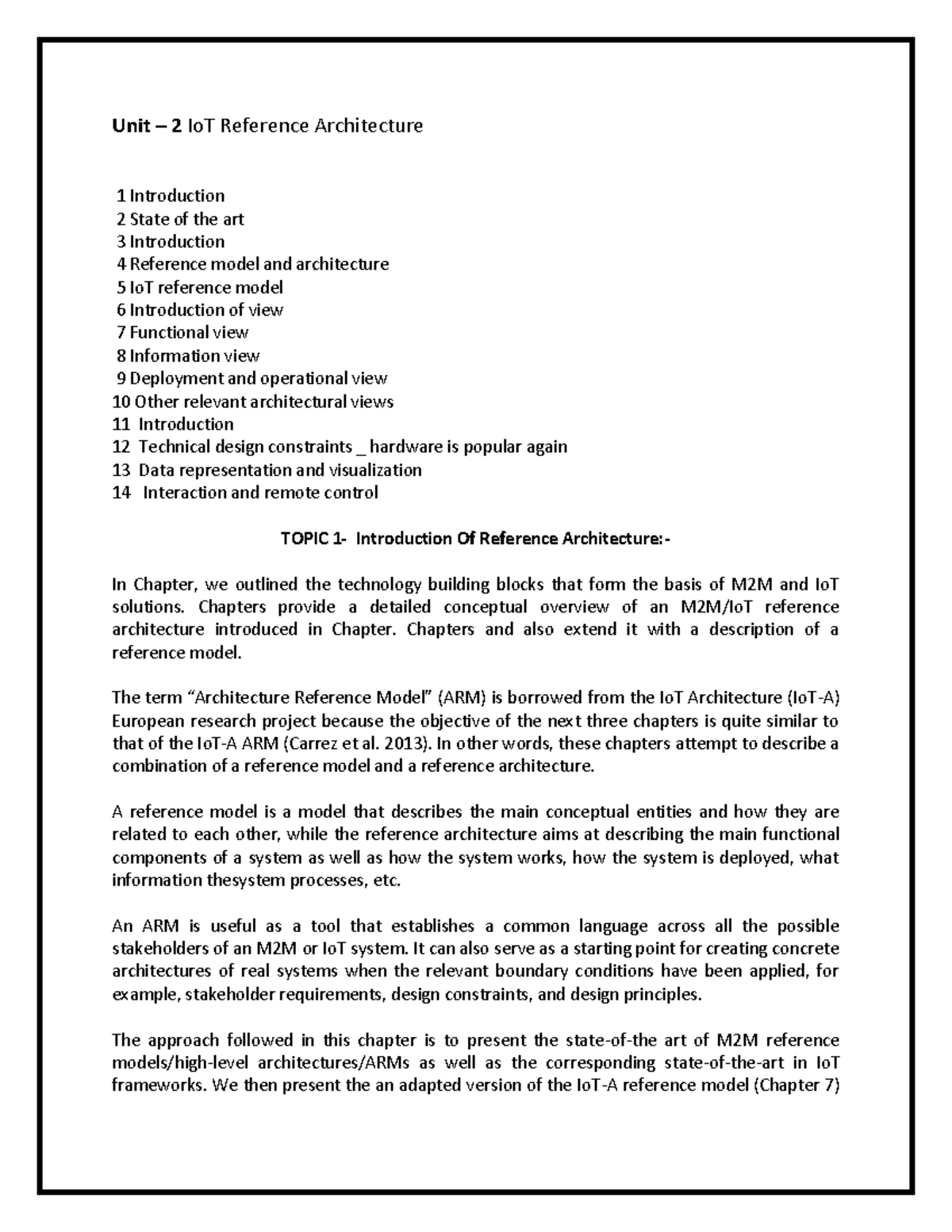 IoT-Reference-Architecture Overview and Insights - Unit 2 Analysis ...
