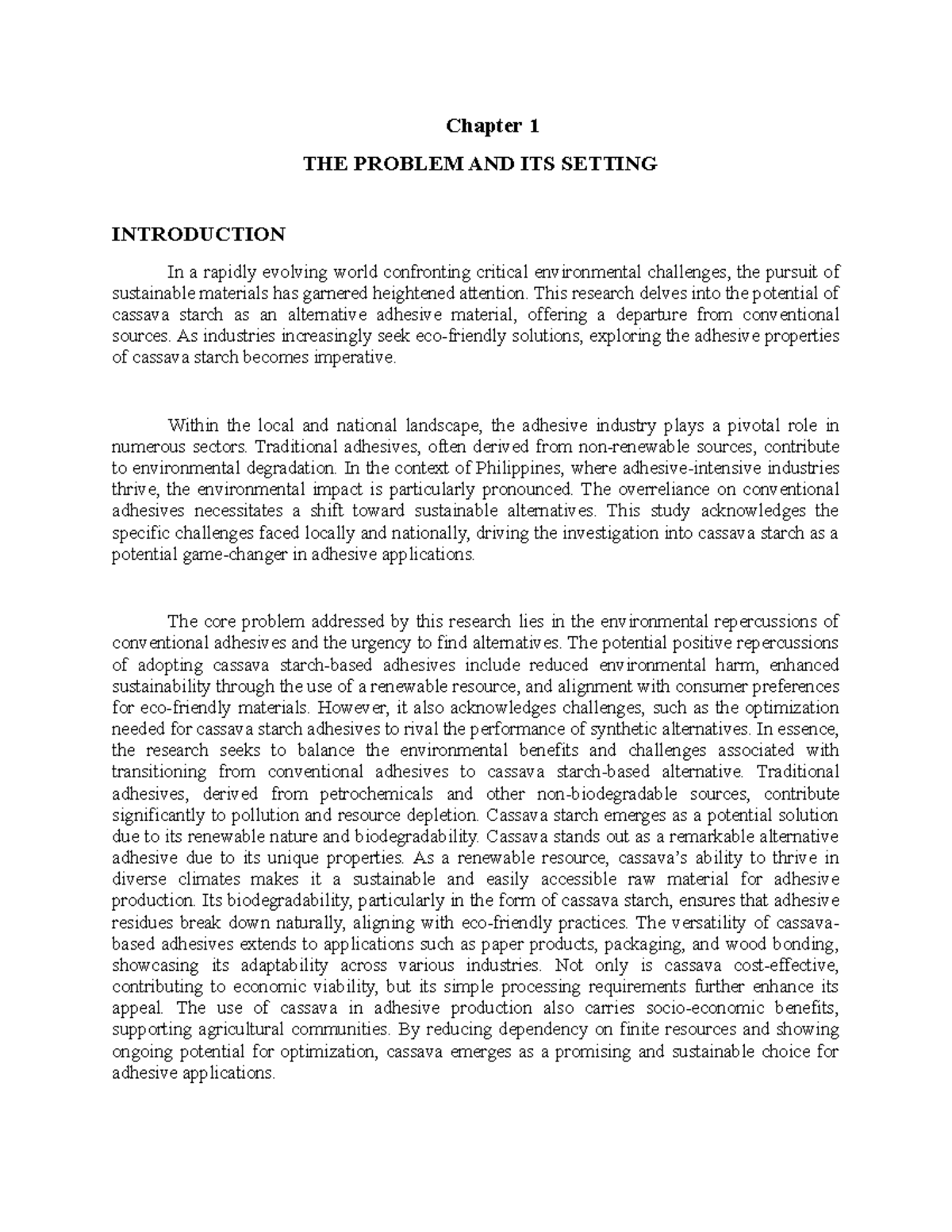 Cassava Starch as an Eco-Friendly Adhesive: Chapter 1 Insights - Studocu