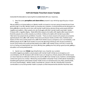HUM 102 Module 5 PT 2 - HUM 102 Module Five Project Draft Template ...