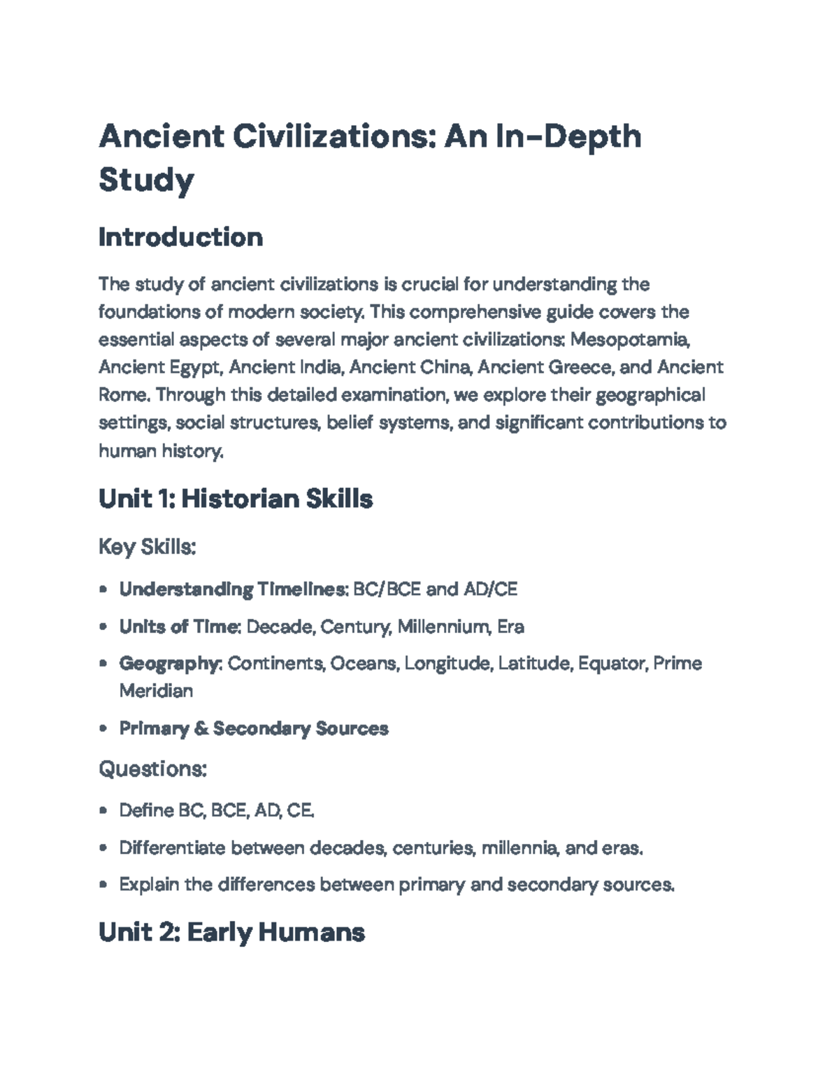 Ancient Civilizations Overview: Foundations and Impact on Society ...