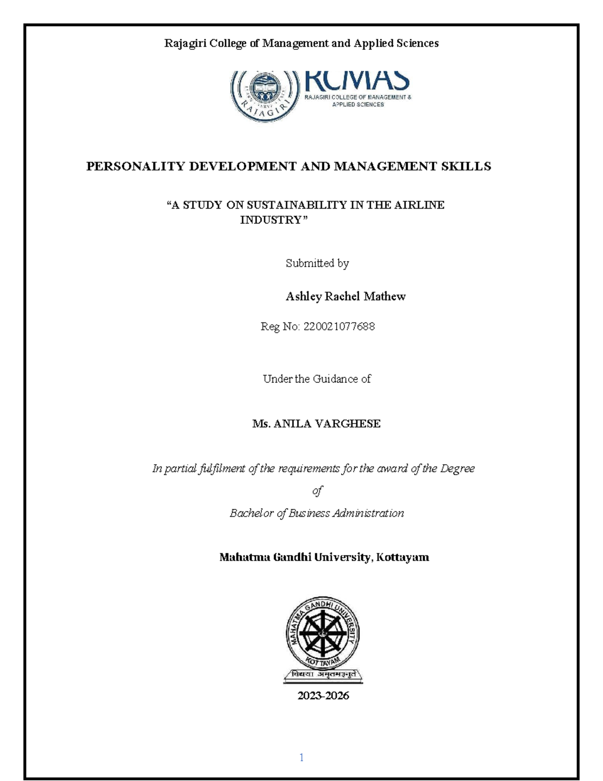 Pdms report draft - Pdms - PERSONALITY DEVELOPMENT AND MANAGEMENT ...