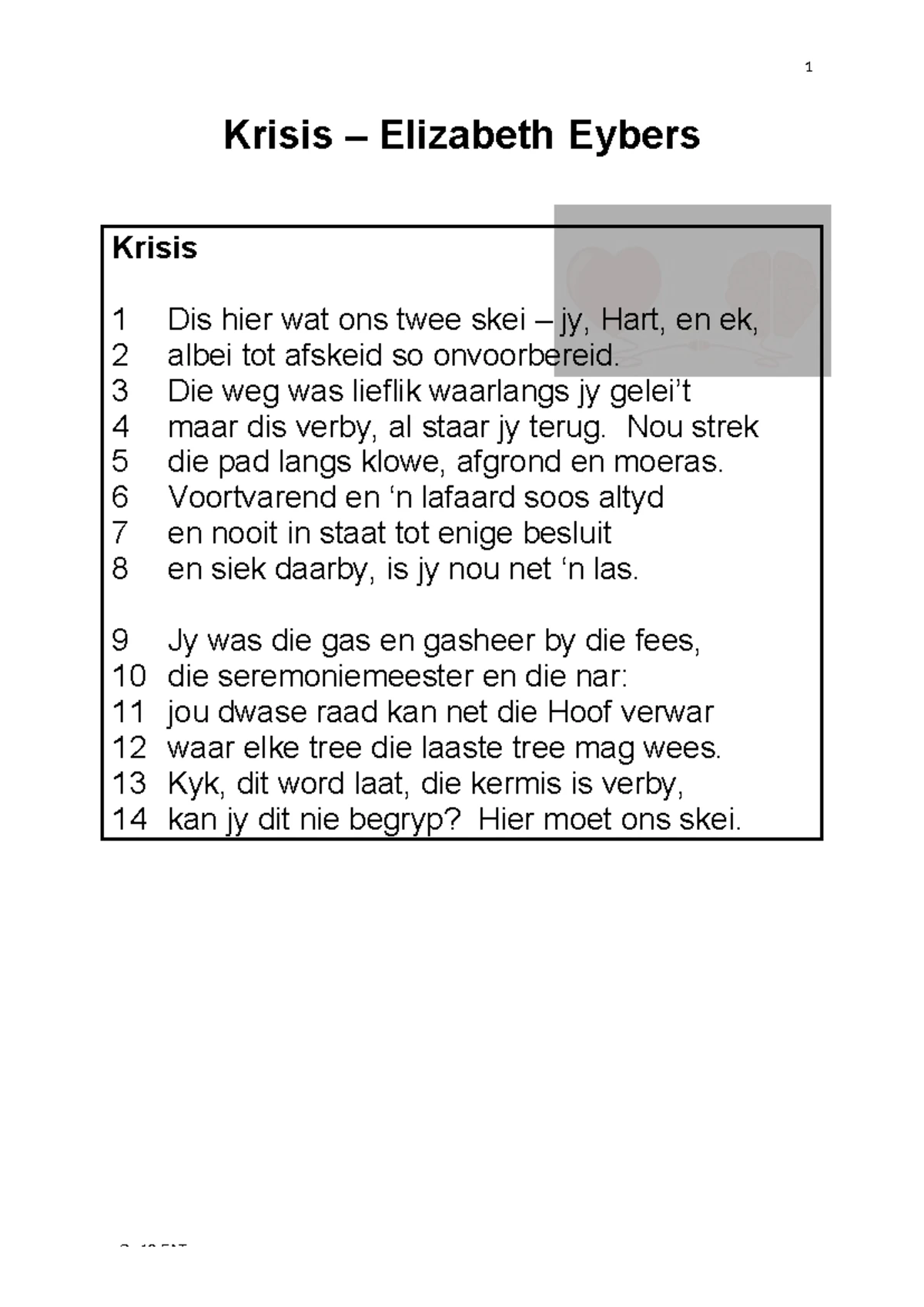 Grade 12 (Afrikaans) - Poetry Study Notes and Analysis - Studocu