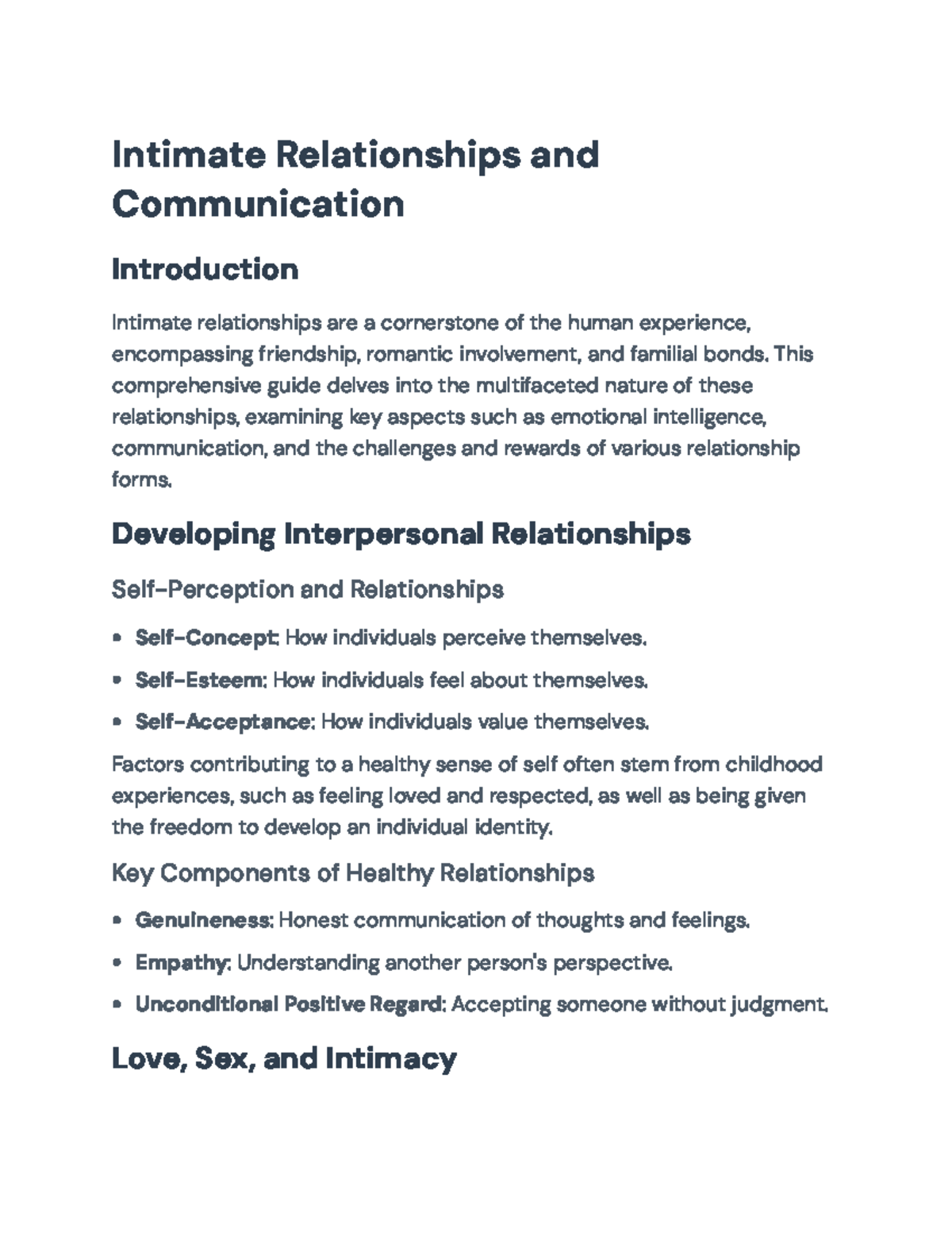 Intimate Relationships & Communication: A Comprehensive Guide (PSY101 ...