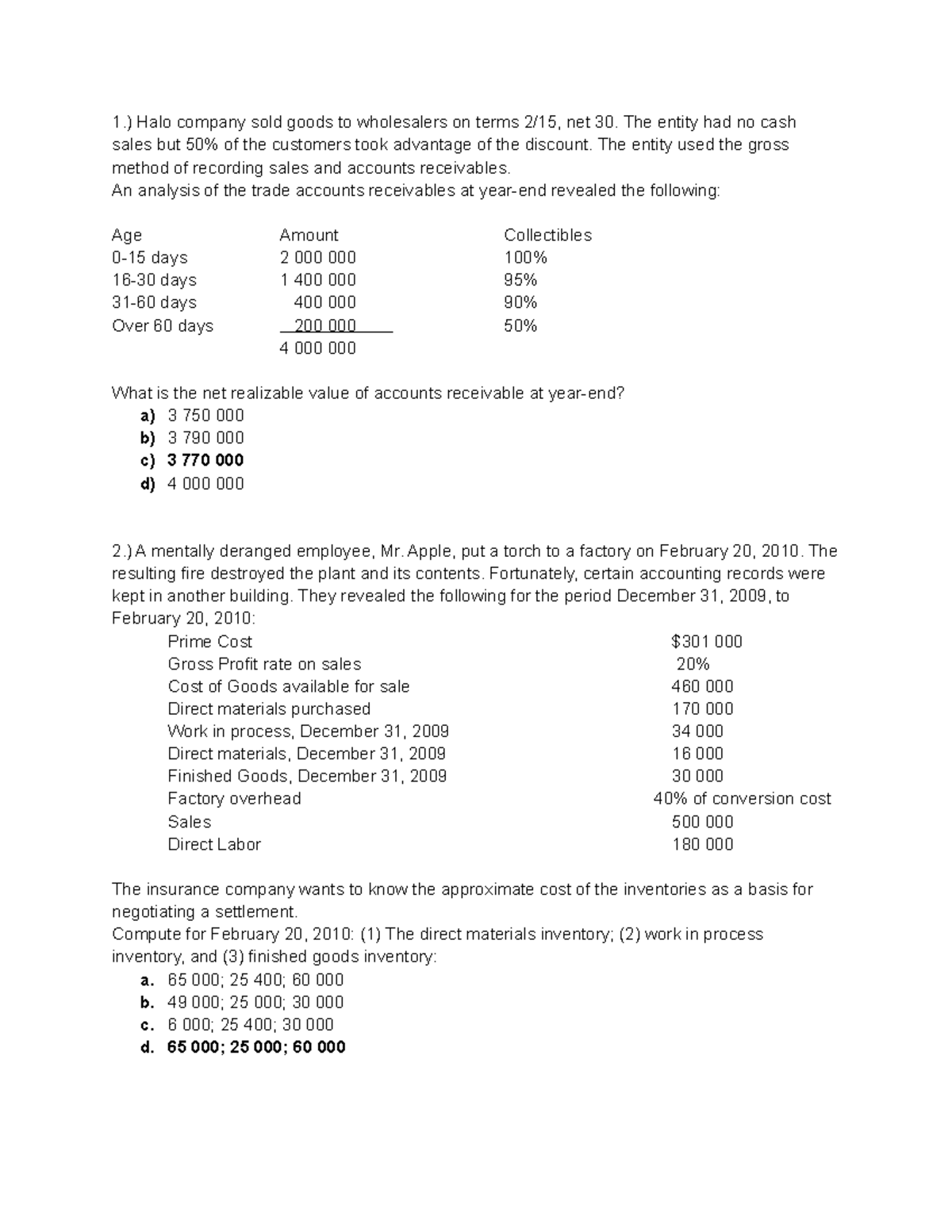 Cost Accounting (ACCT 101): Problem Solving for Inventory Valuation ...