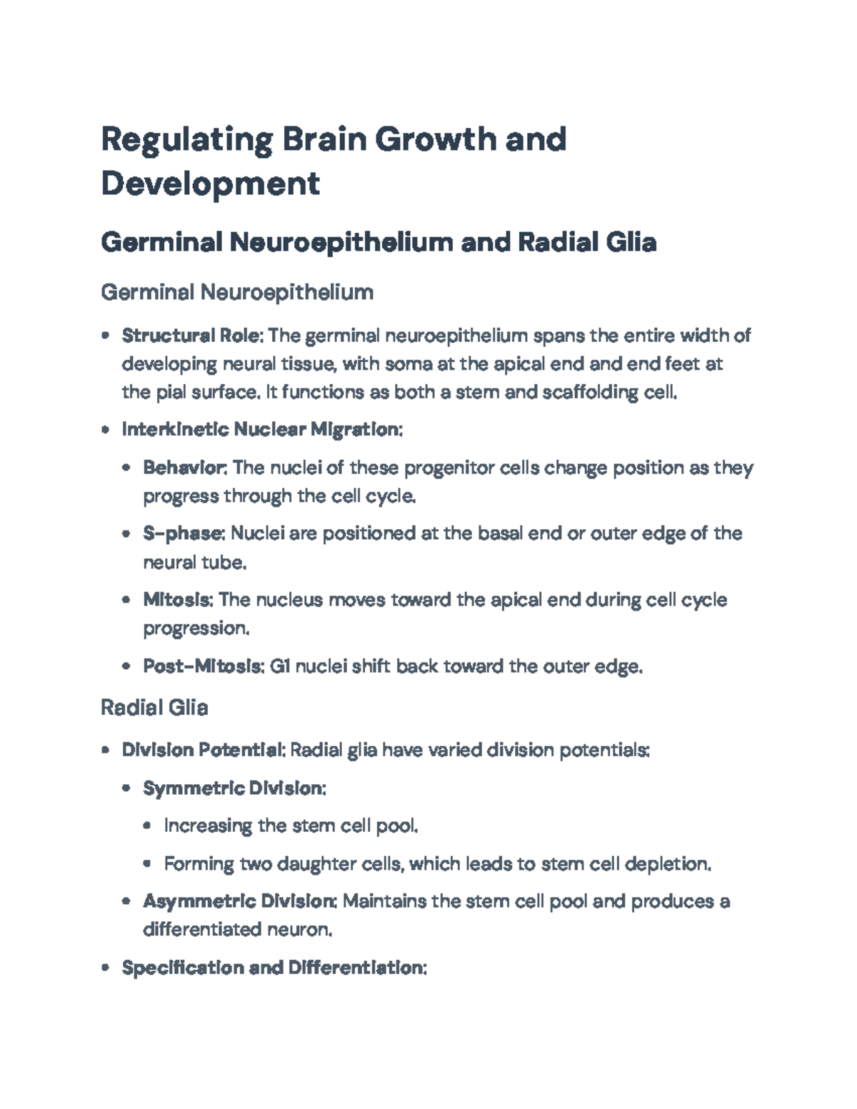 Regulating Brain Growth and Neurogenesis: Radial Glia Insights ...