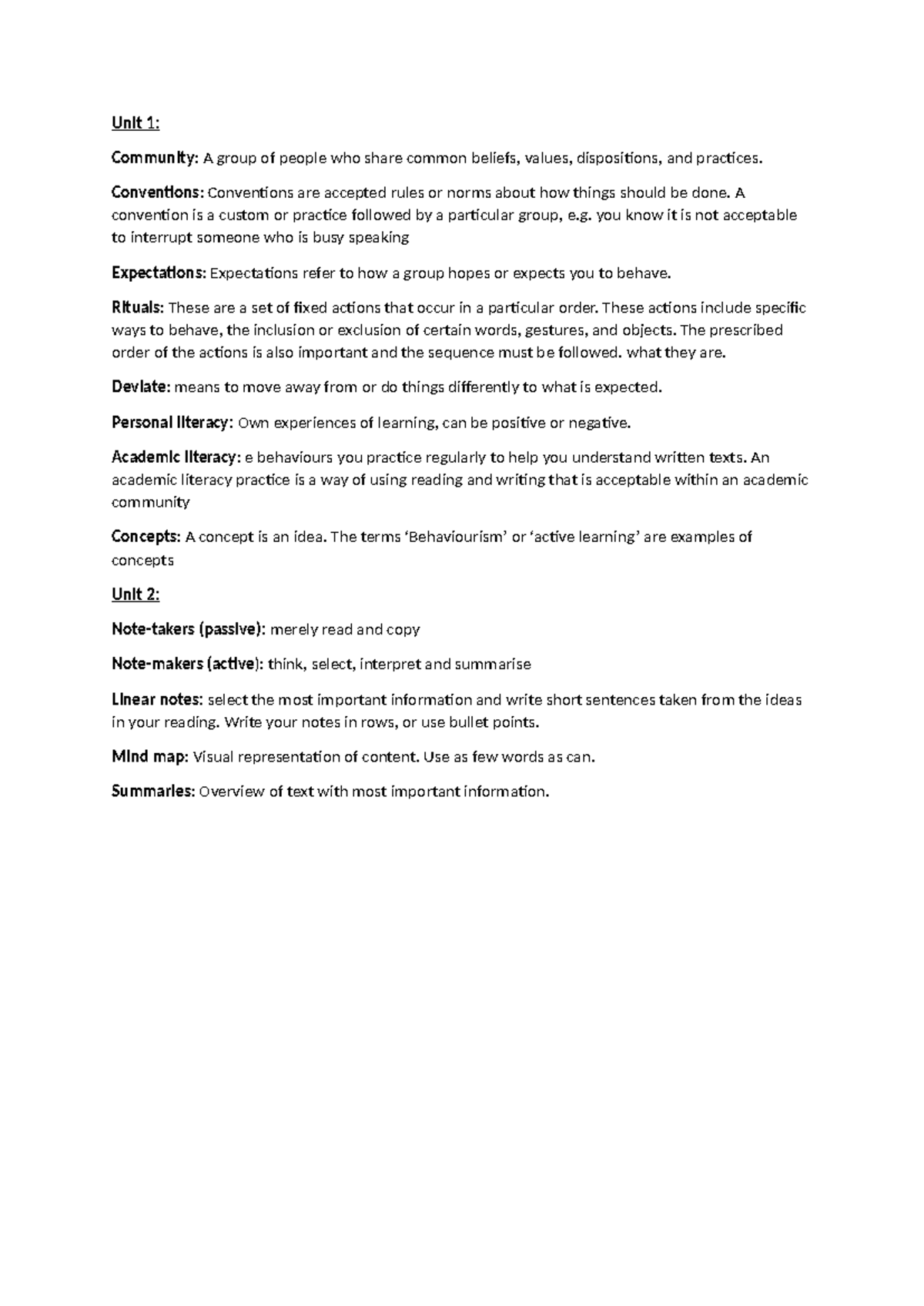 Academic Literacy: Concepts and Practices Overview - Studocu