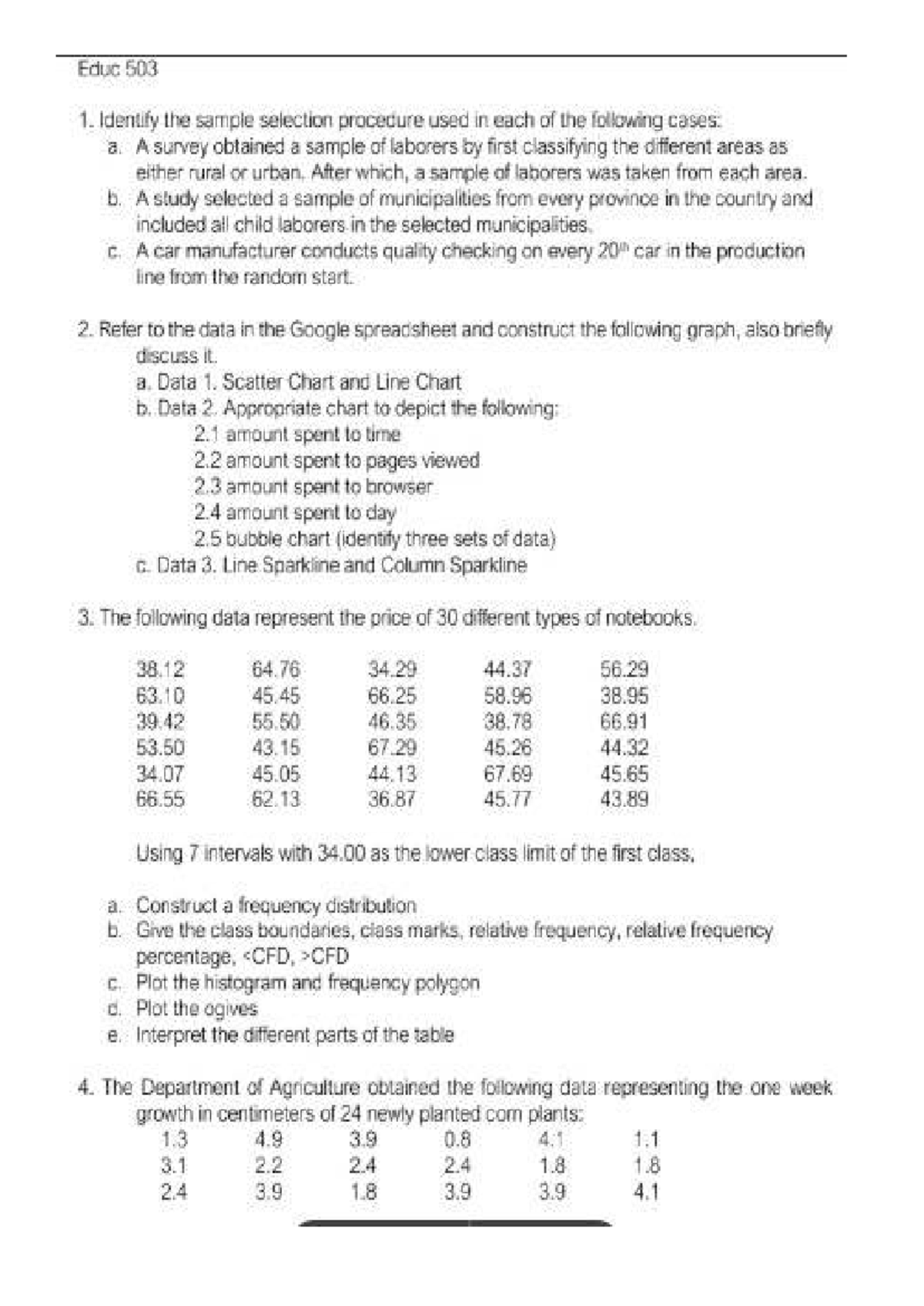 Statistics Notes for Educ 503: Sample Selection & Data Analysis - Studocu