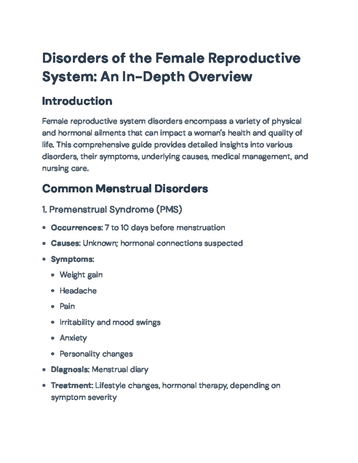 Comprehensive Overview of Female Reproductive System Disorders ...