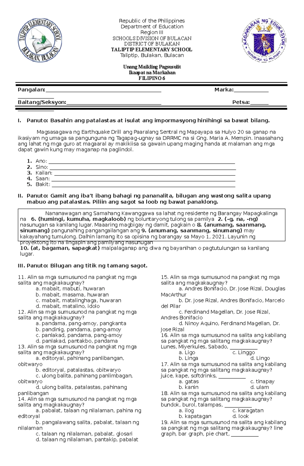 AP 6 DLP Q1-WEEK 3 - Daily Lesson Plan for AP 6 First Quarter - PANG ...
