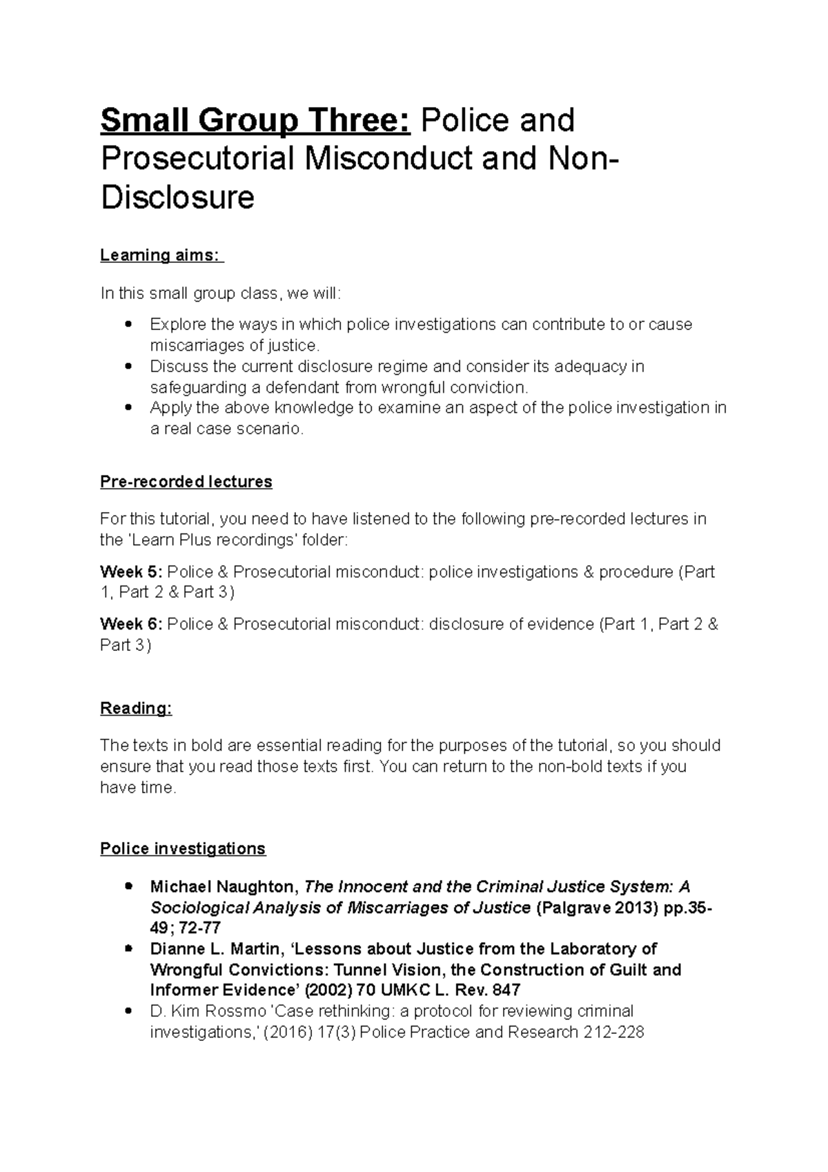 MOJ Tutorial 3: Police Investigations & Prosecutorial Misconduct ...