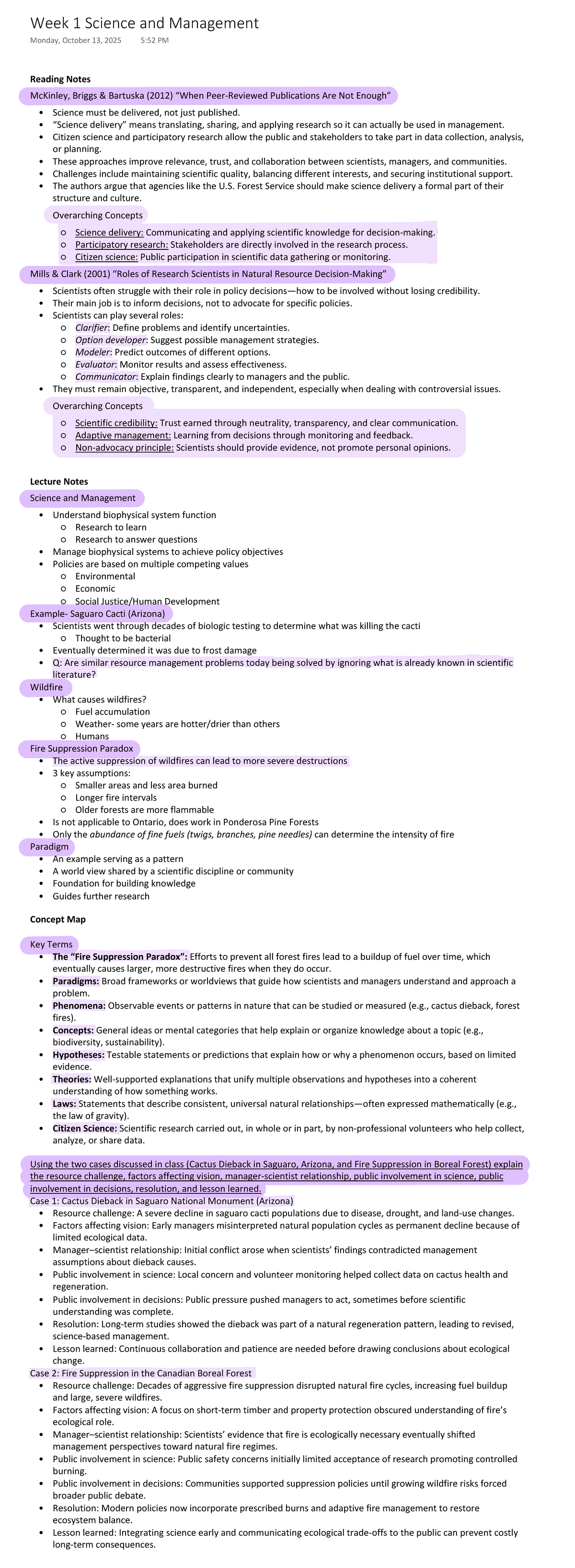 Week 1 Lecture Notes: Science Delivery & Resource Management - Studocu