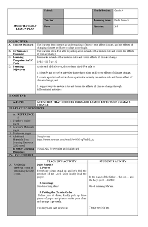 Momentum 1111 - Lesson Plan - I: A. Content Standard B. Performance ...