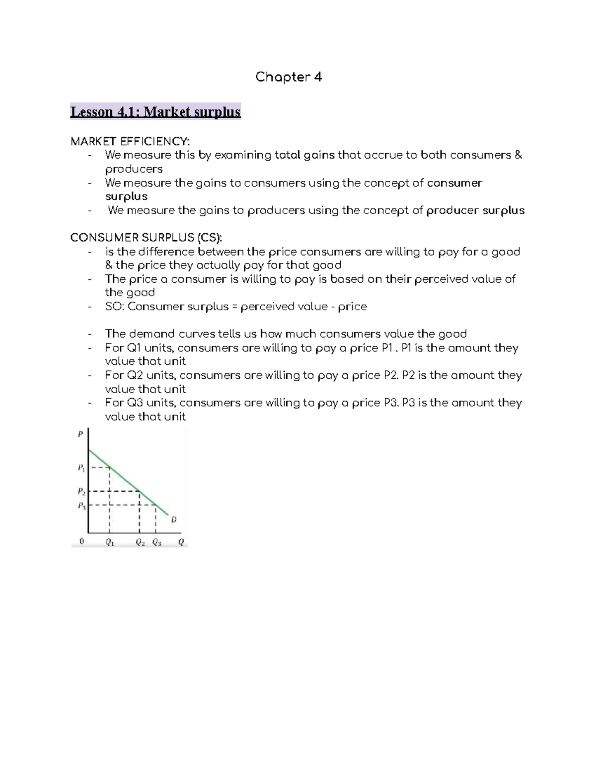 ECON 1B03 Chapter 4: Market Surplus & Efficiency Notes - Studocu