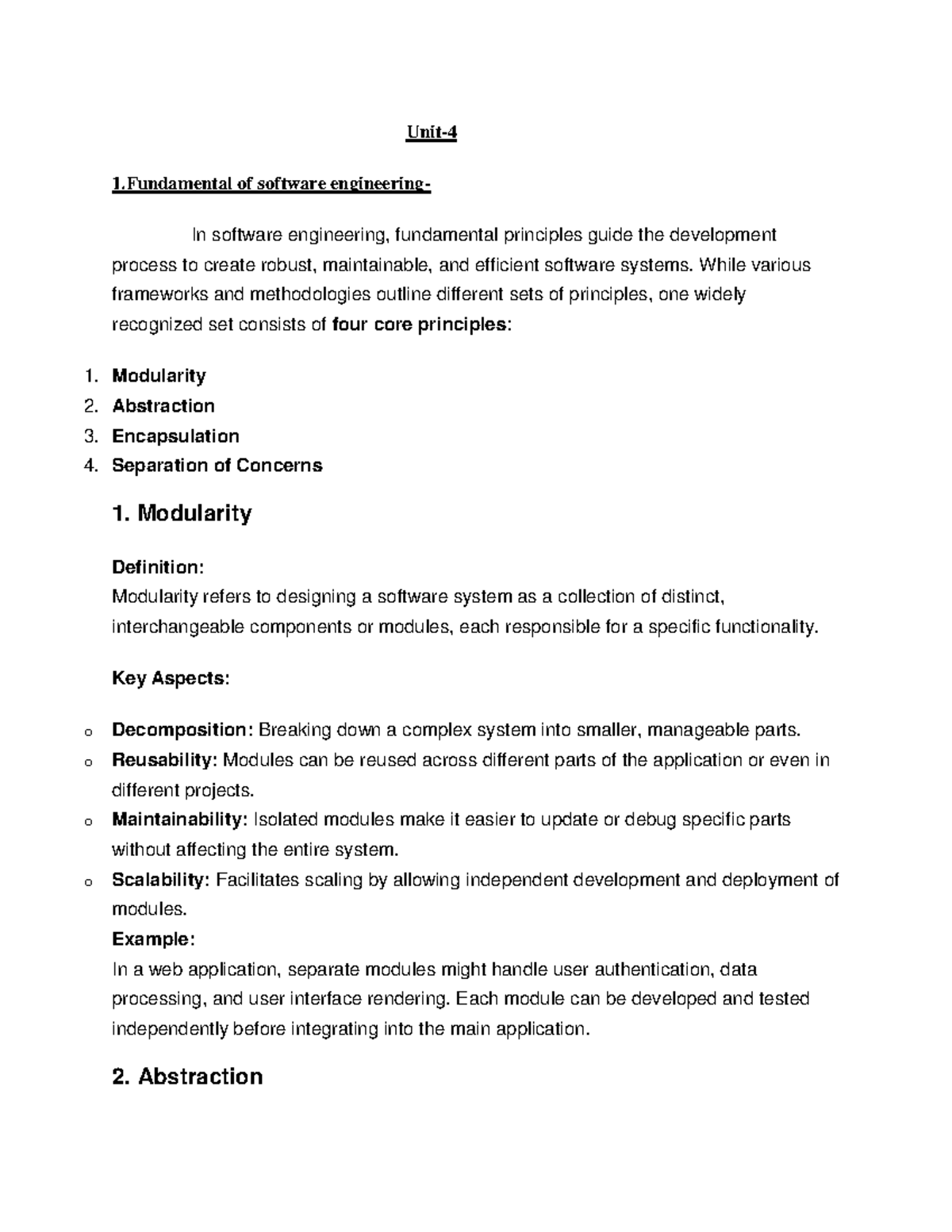 Unit-4 SE: Fundamentals of Software Engineering Principles - Studocu