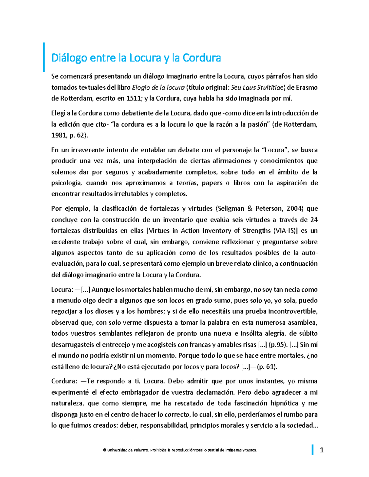 Diálogo Imaginario entre Locura y Cordura en Psicología - 0356 APU ...