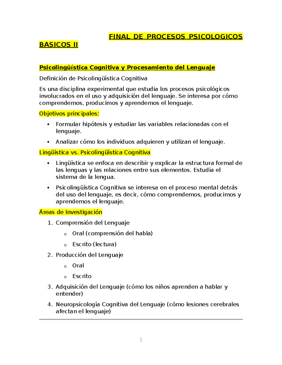 Final DE Procesos Psicologicos Basicos II - FINAL DE PROCESOS PSICOLOGICOS BASICOS II - Studocu