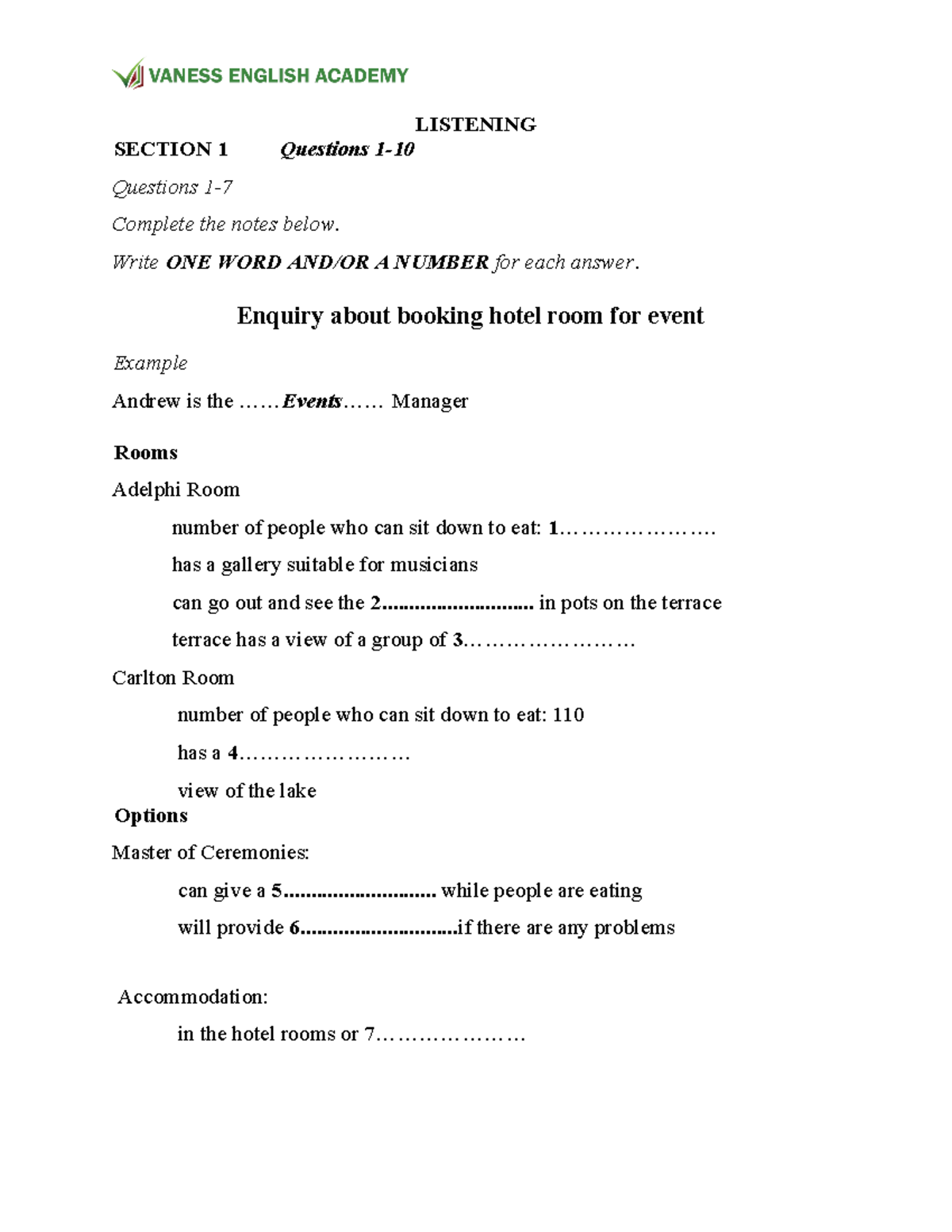 IELTS TEST 1 - Listening and Reading Section Notes - Studocu