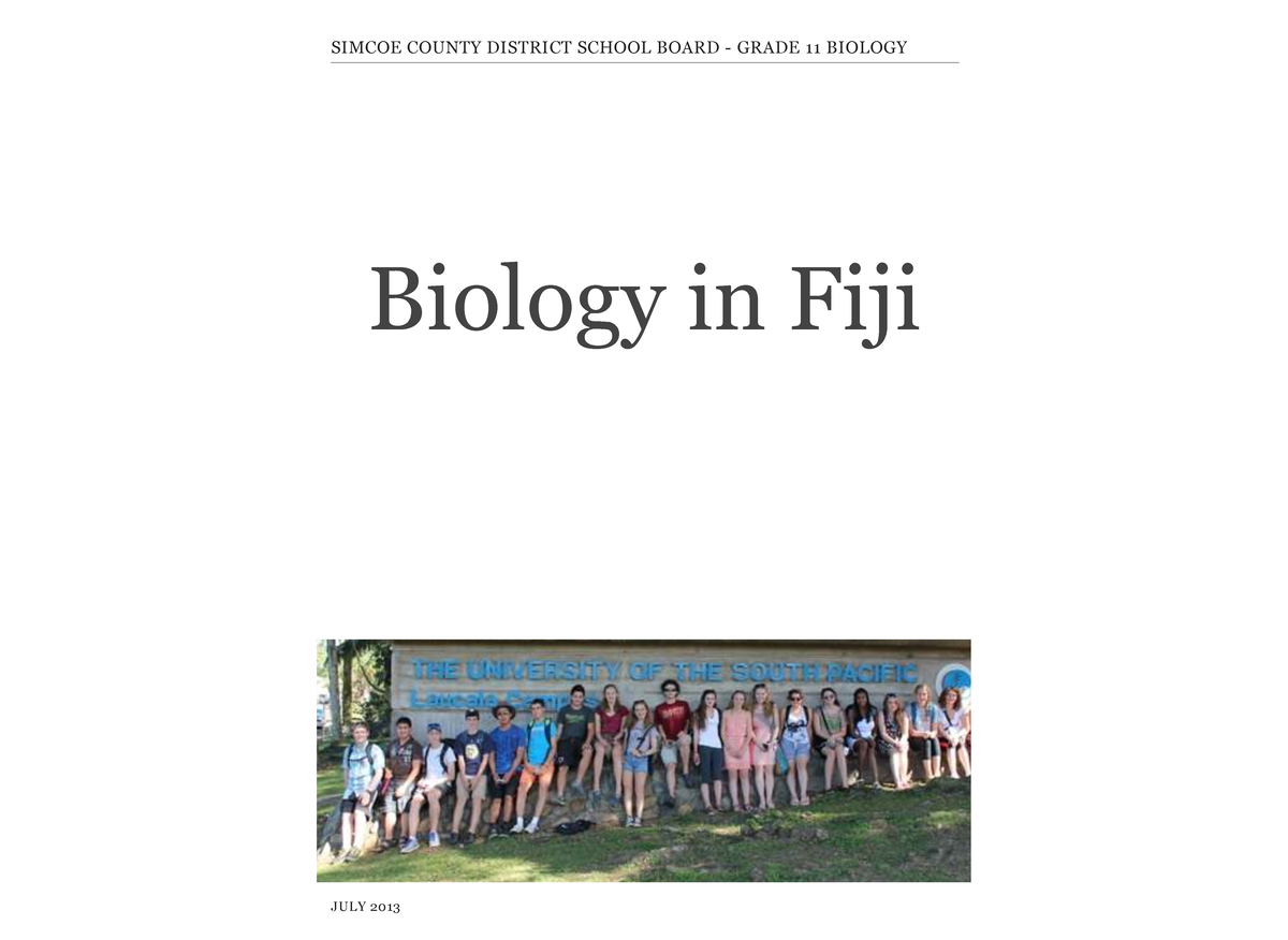 SBI3U 01 Final Project: Grade 11 Biology in Fiji Insights - Studocu
