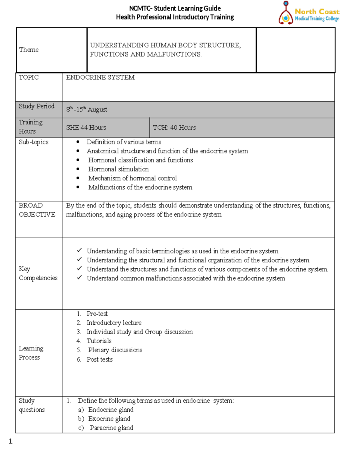 Endocrine System Learning Guide: Understanding Structure & Function - Studocu