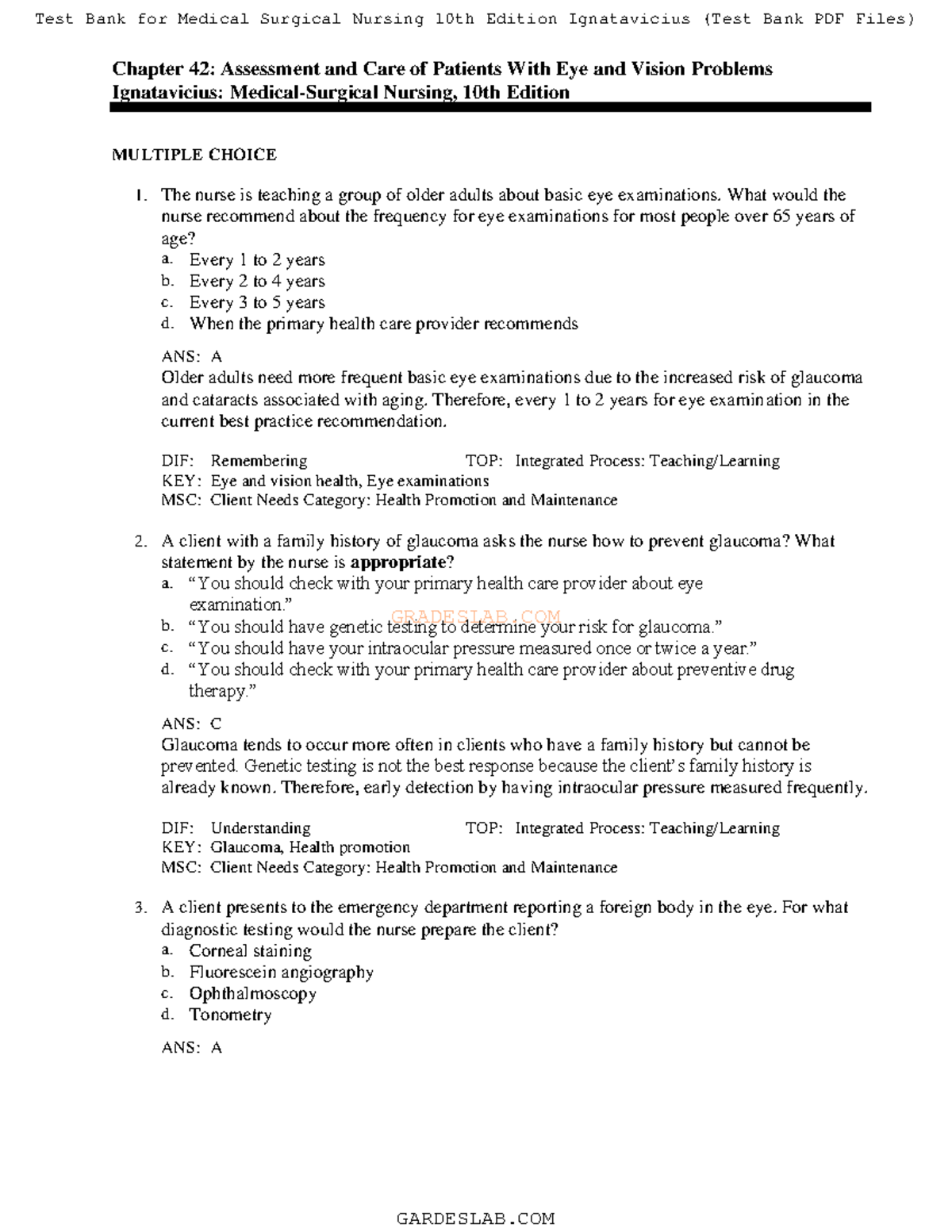 Chapter 42 notes - G R A D E S L A B. C O M Chapter 42: Assessment and ...