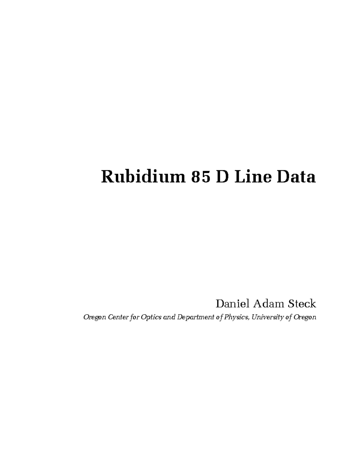 Rubidium 85 D Line Data: Physical and Optical Properties Analysis - Studocu