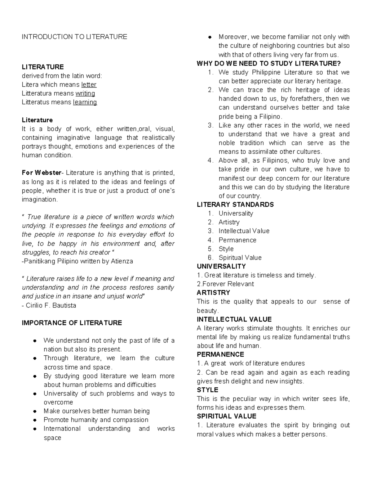 LIT 101: Exploring the Importance and Complexity of Literature - Studocu