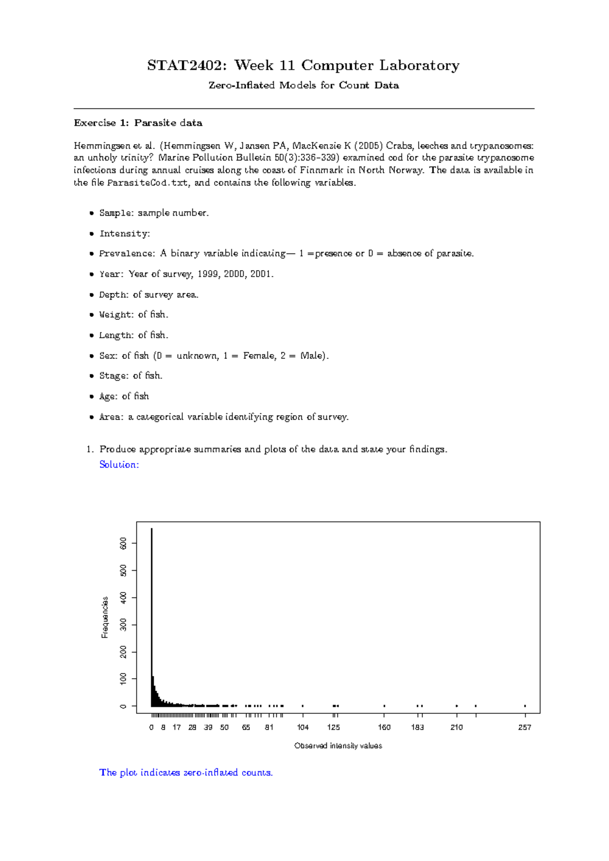 STAT2402: Week 11 Lab Solutions for Count Data Analysis - Studocu