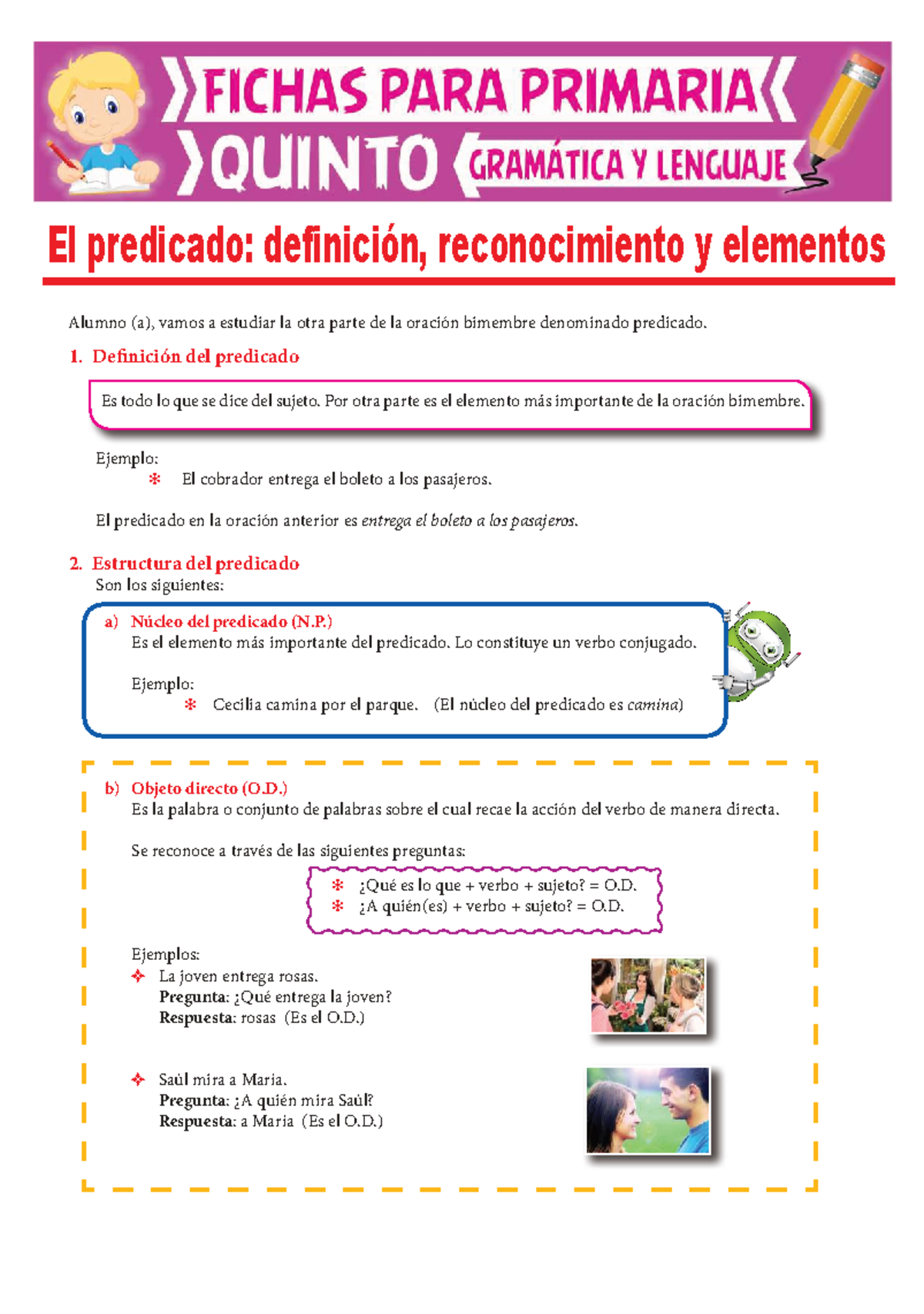 El Predicado y su Estructura: Guía para Quinto Grado 1 - Studocu