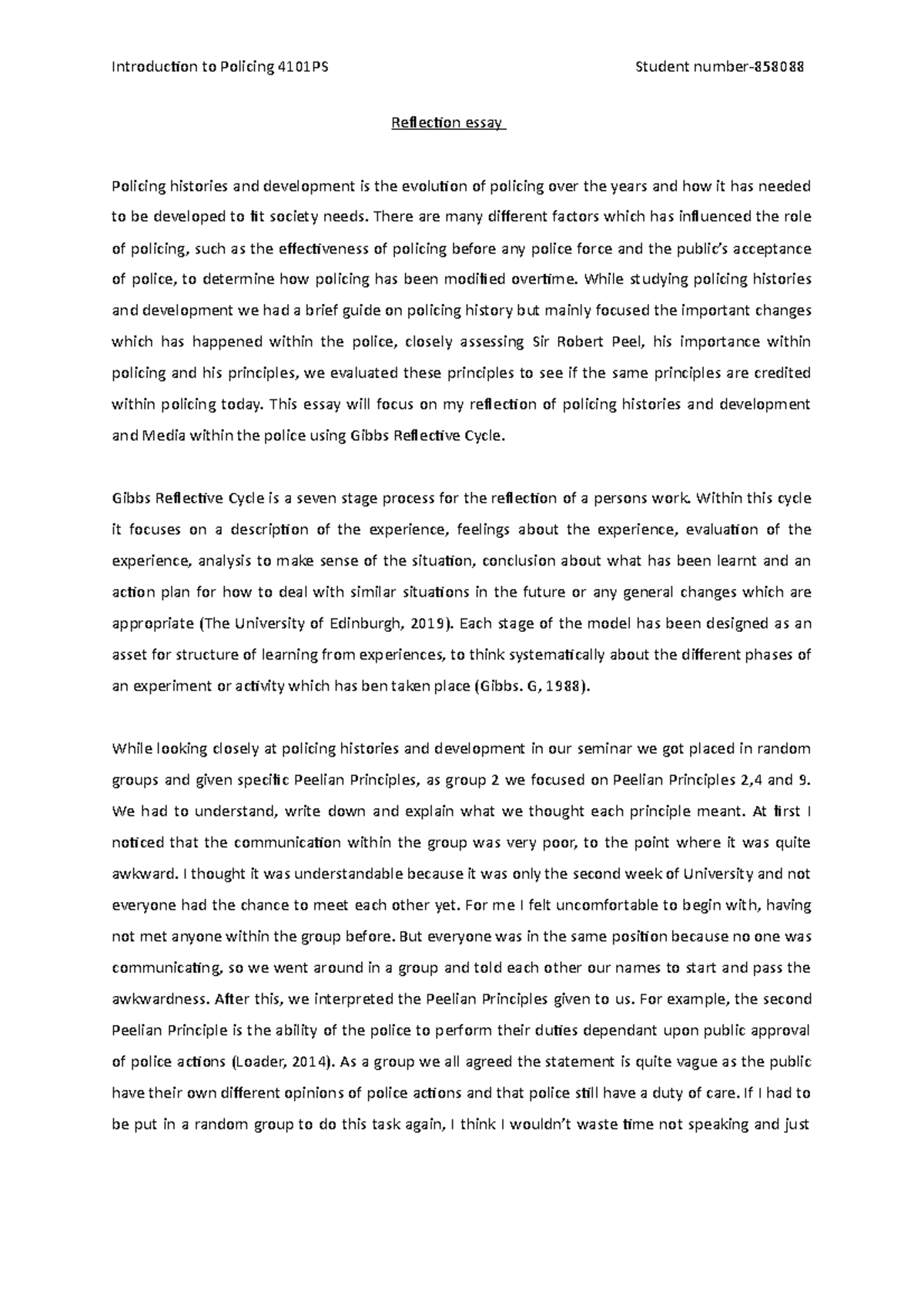 Reflection Essay on Policing Histories & Media - 4101PS - Studocu