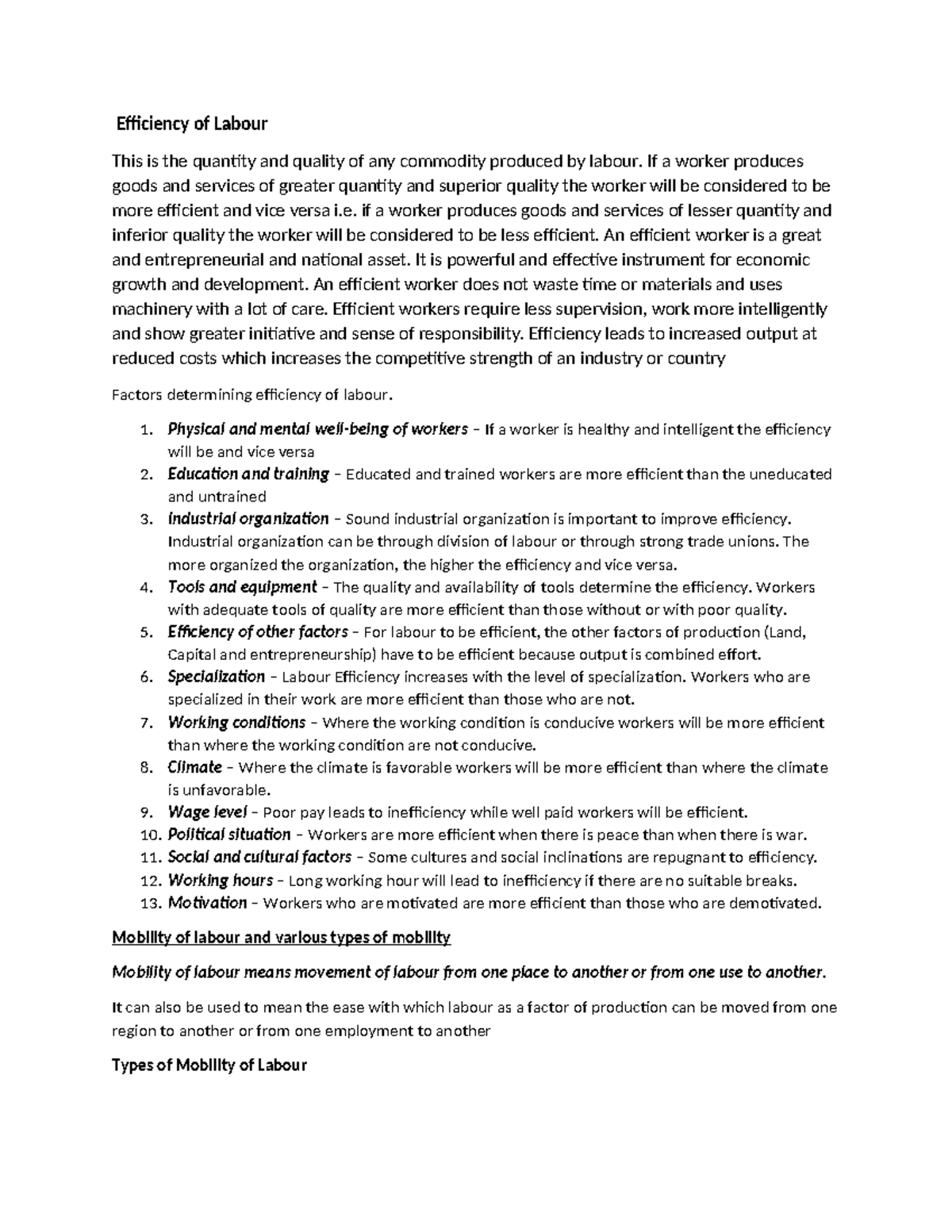 Labour Efficiency and Productivity: Key Determinants and Strategies ...