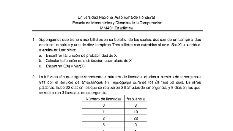 Guía 2 de Ejercicios de Estadística I - MM401 - Studocu