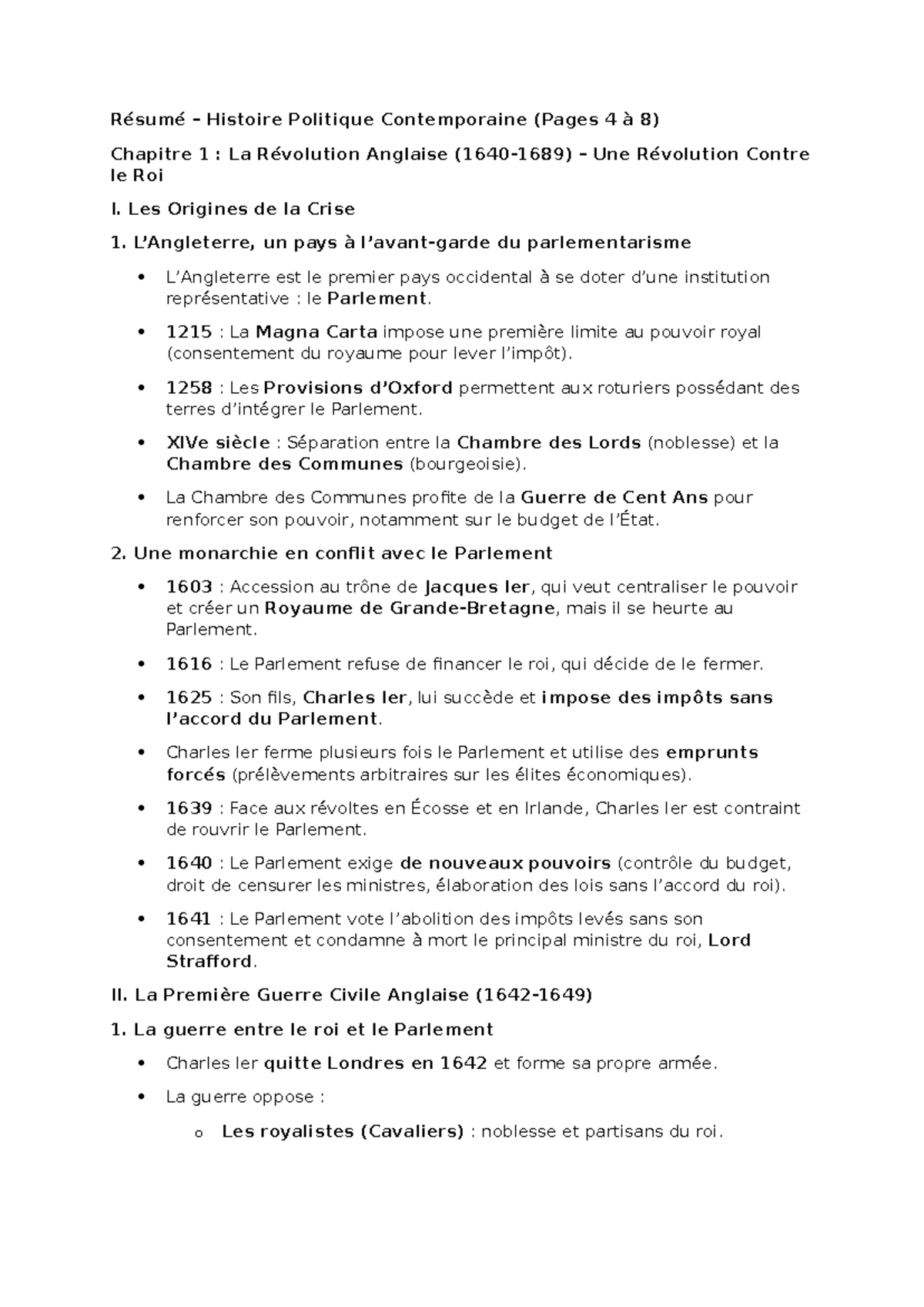 Résumé Histoire Politique Contemporaine (Chapitre 1) : La Révolution ...