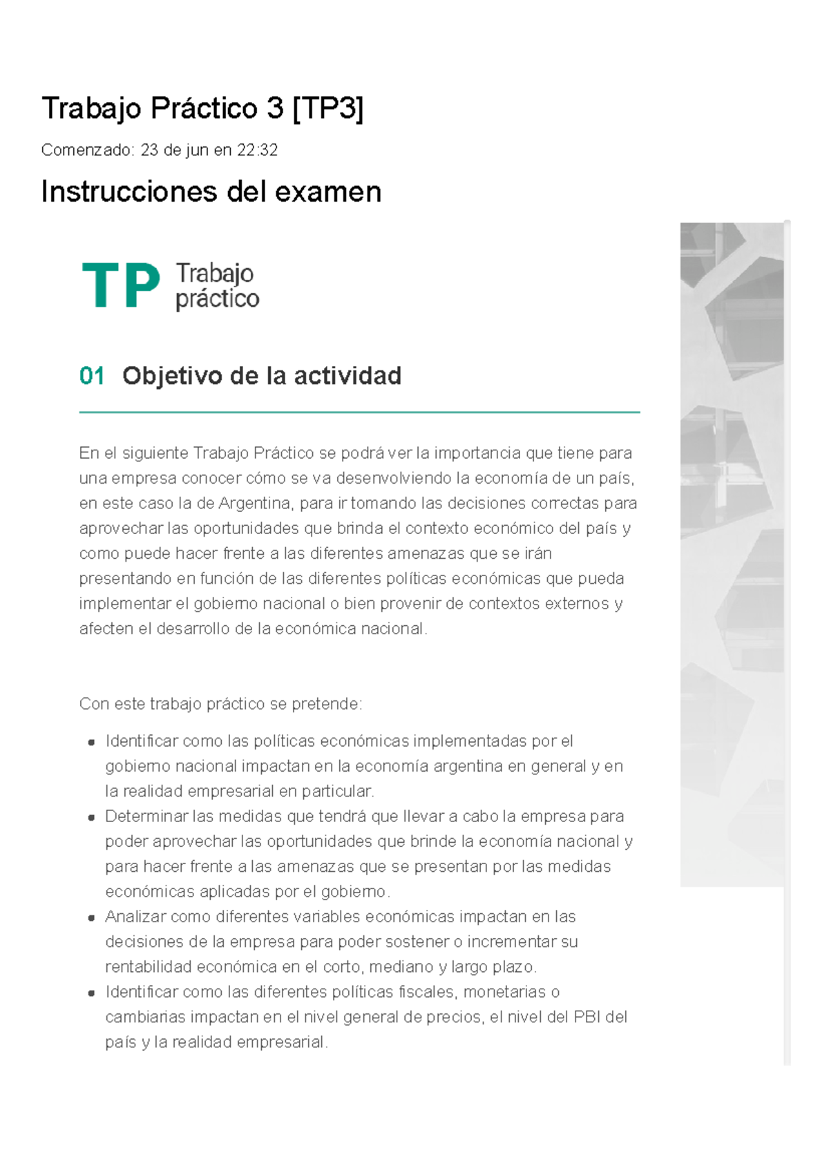 TP3-Principios de Economía-100% - Trabajo Práctico 3 [TP3] Comenzado: 23 de jun en 22 ...