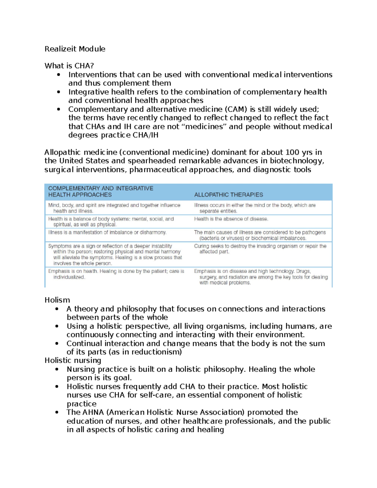 Realizeit Exam 3 - Realizeit Module What is CHA? Interventions that can be used with ...