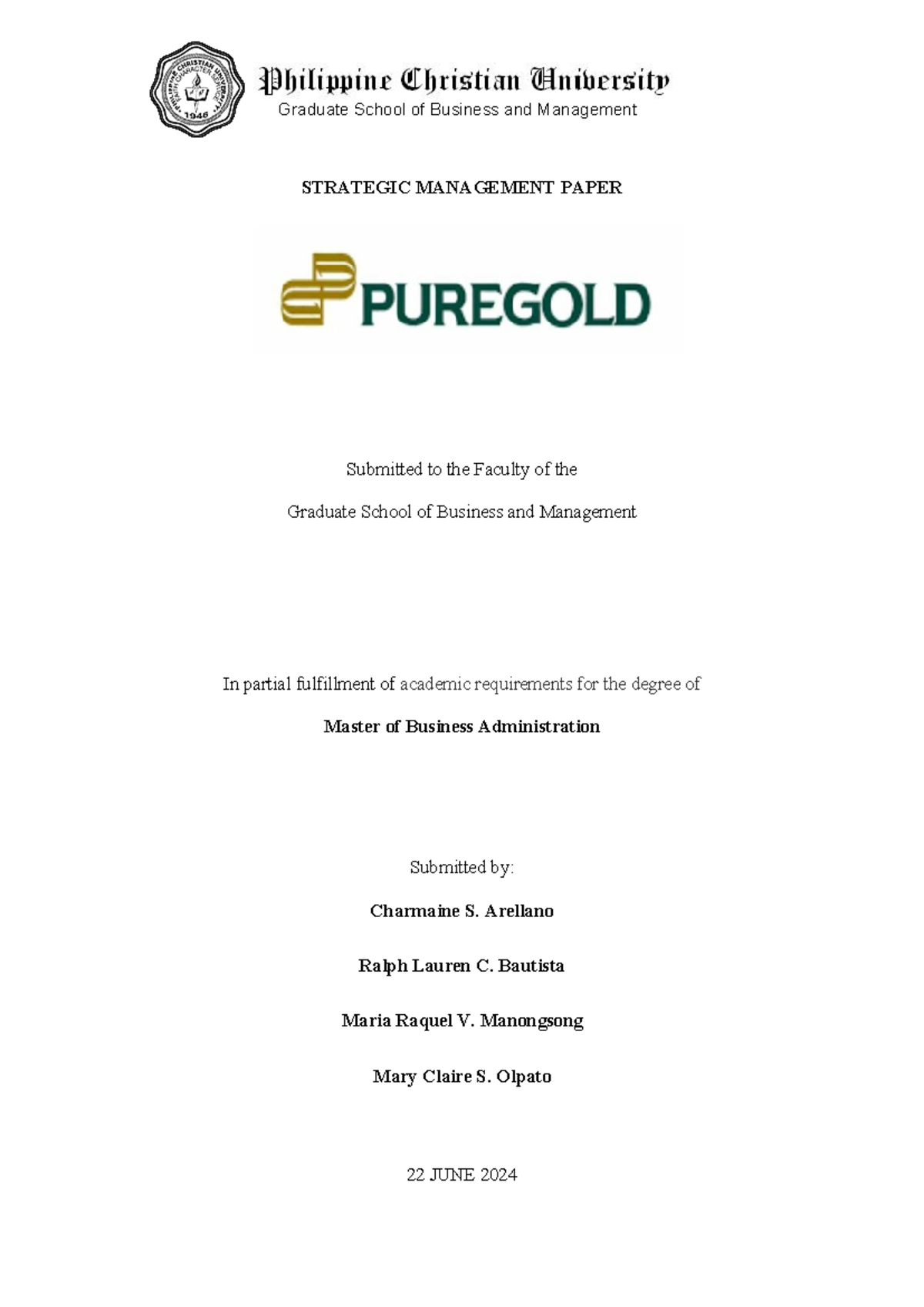 Strategic Management Analysis of PGOLD (Puregold Price Club Inc.) - Studocu