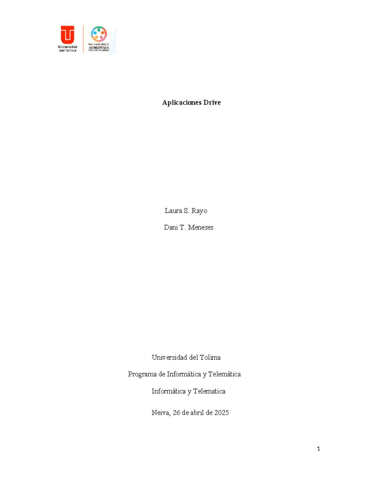 Informe sobre Aplicaciones de Google Drive - INF 002 - Studocu