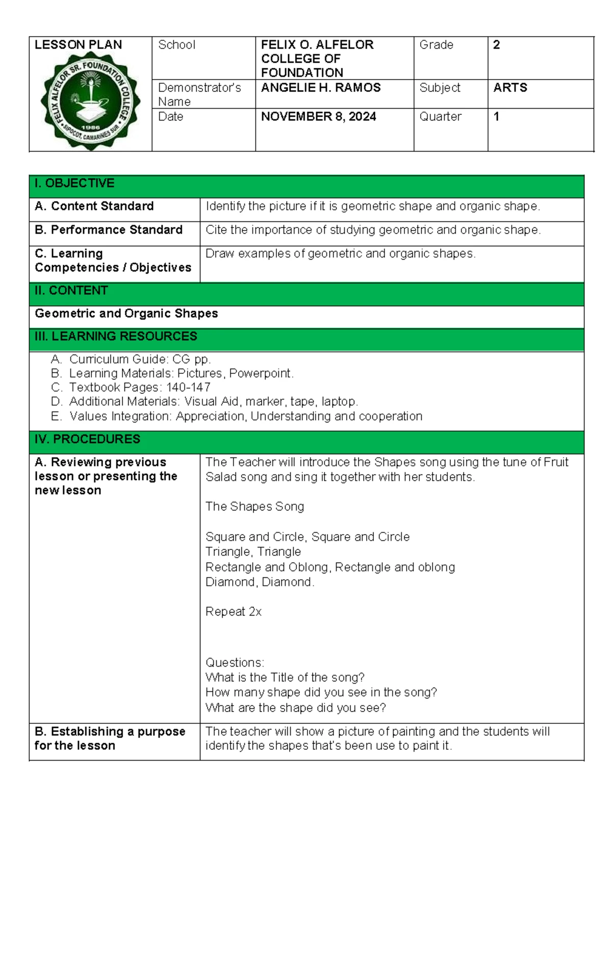 Multimodal Lesson Plan for English (Grade Level) - LP 2023 - Studocu