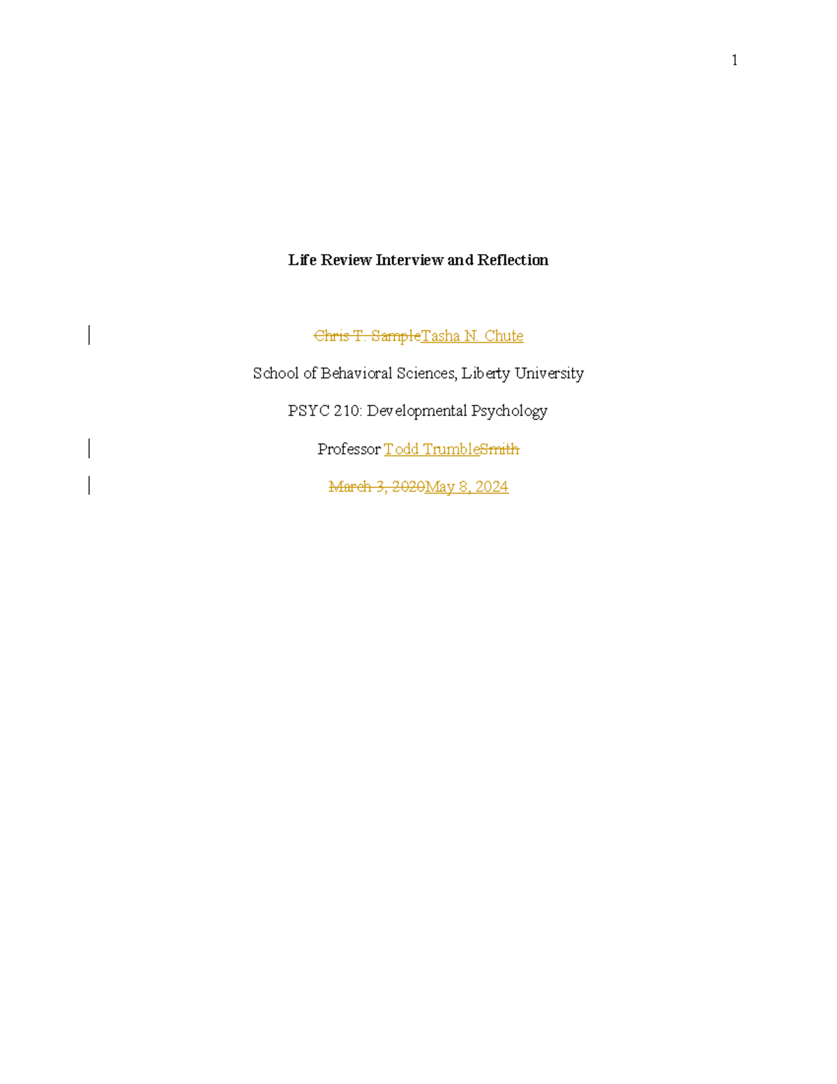 PSYC 210: Life Review Interview & Reflection Assignment 5 - Studocu