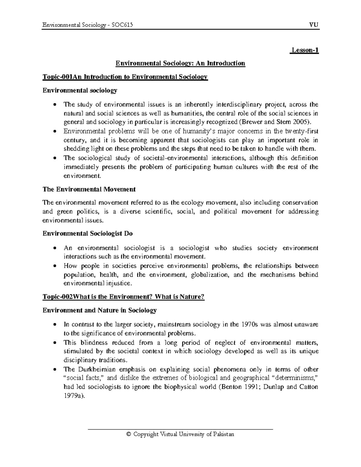 Handoutssoc 615 - Handouts - Lesson- 1 Environmental Sociology: An ...