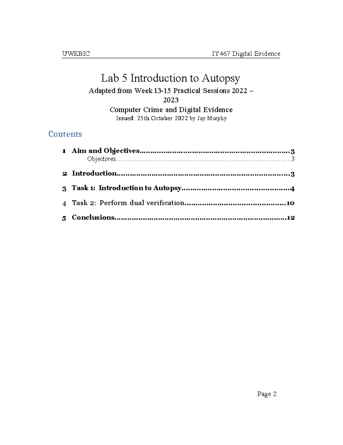 IY467 Lab 5: Autopsy & Dual Verification Techniques for Evidence ...