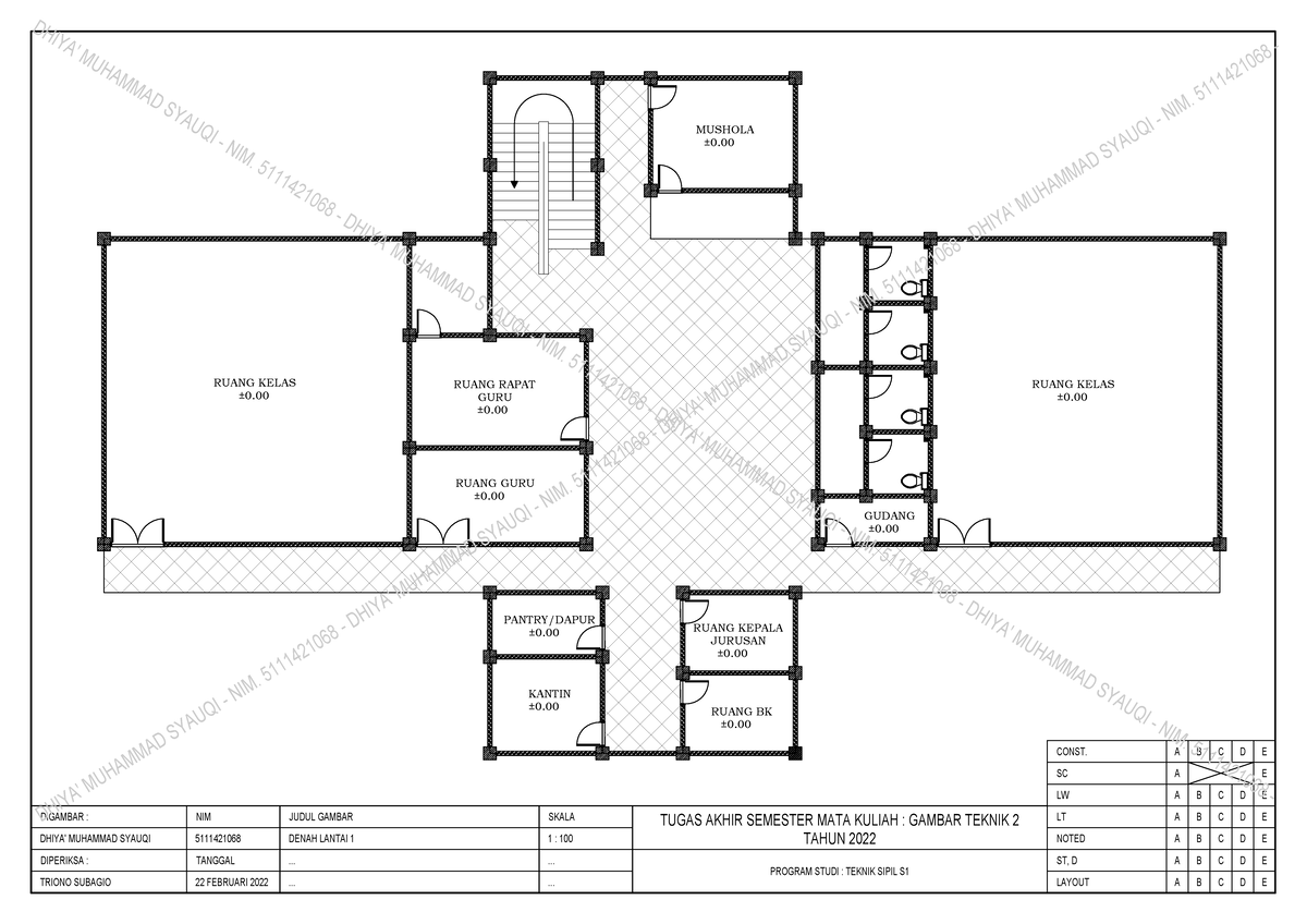 Gambar Denah Lantai 1 - RUANG KELAS ±0. RUANG KELAS ±0. RUANG RAPAT ...