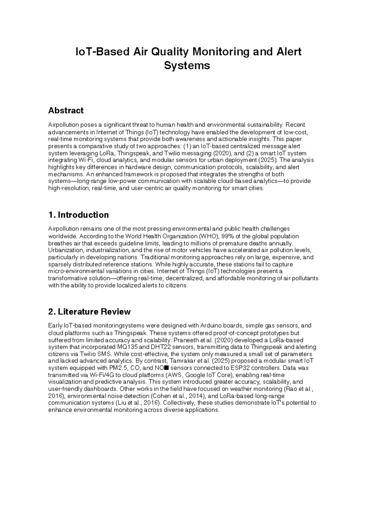 Air Quality Monitoring and Alert Systems: A Comparative Study (2020 ...