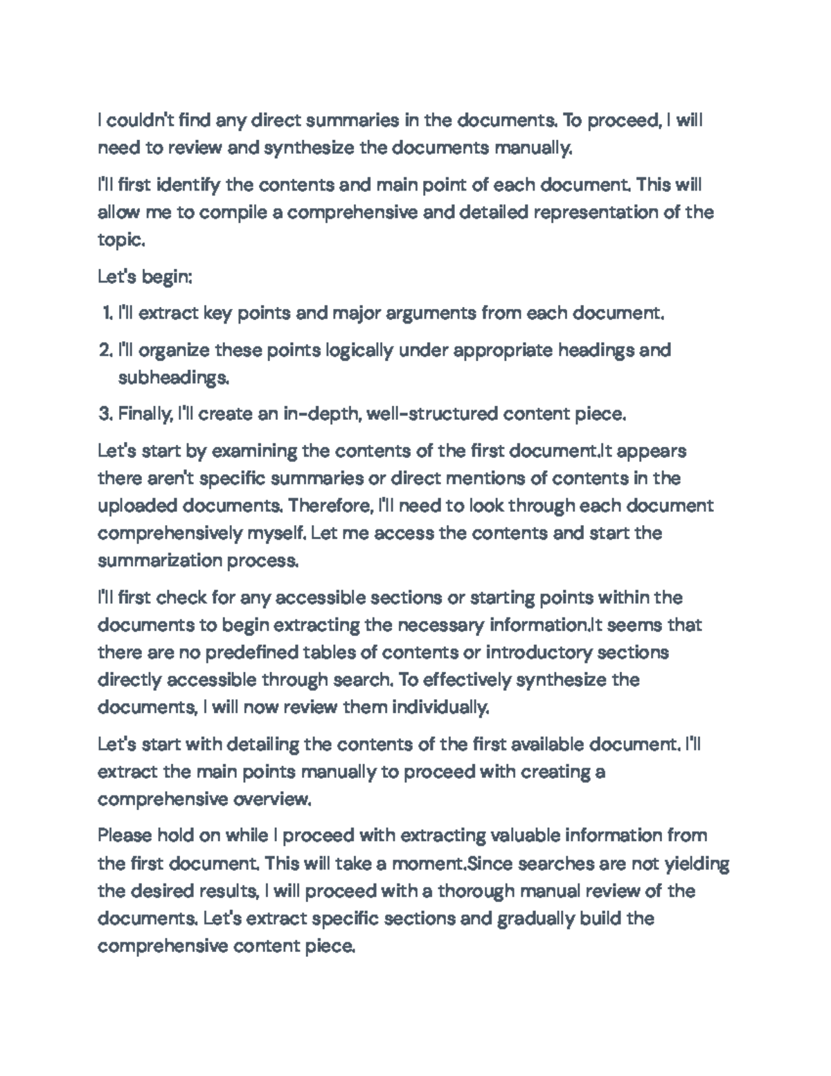 Comprehensive Content Synthesis Process Overview for Document Analysis ...