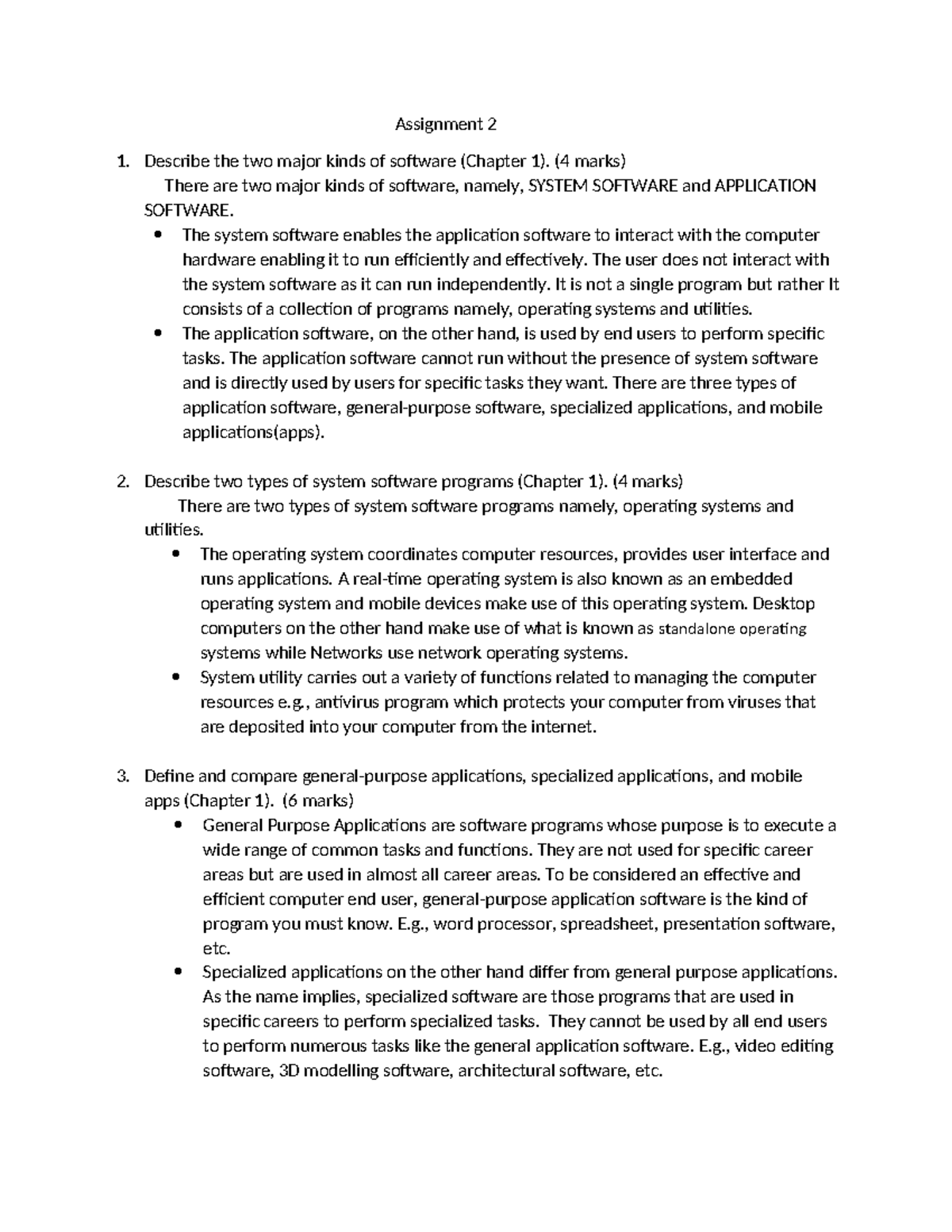 Assignment 2 - COMP 1047: Overview of Software Types and Features - Studocu