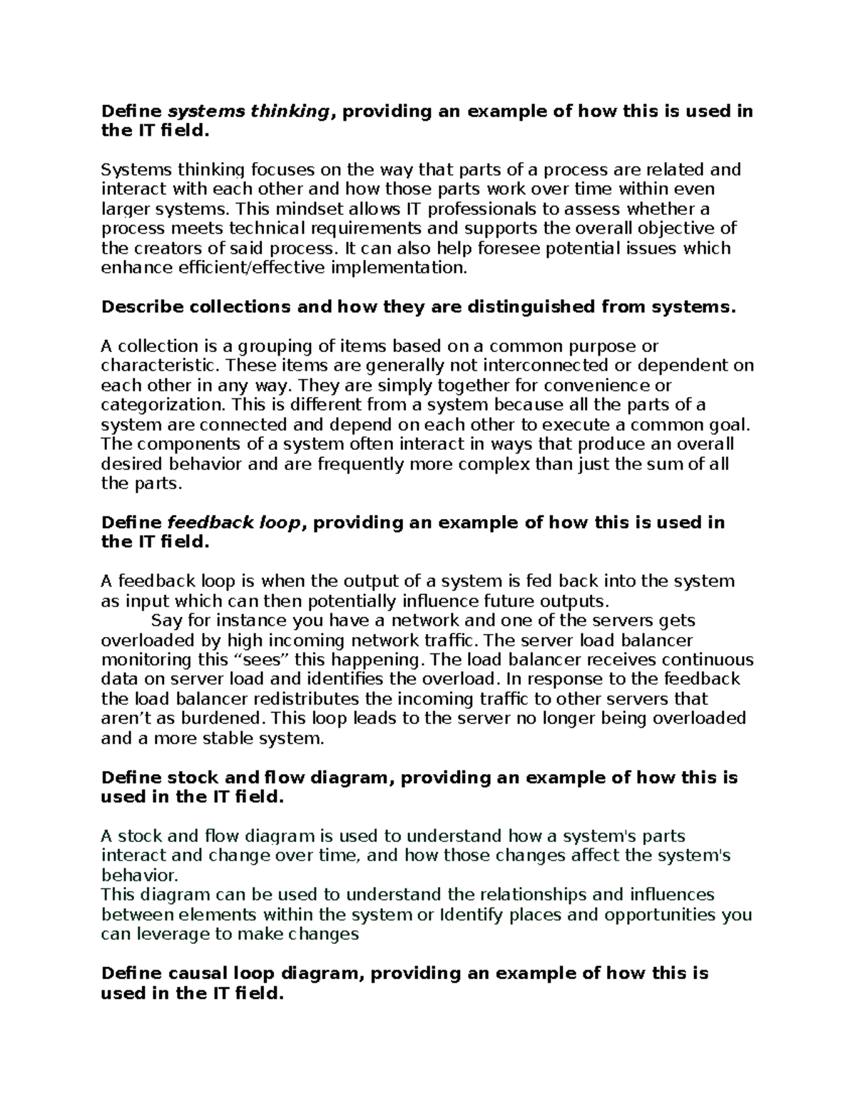Systems Thinking: Concepts and Applications in IT (Mod 6) - Studocu