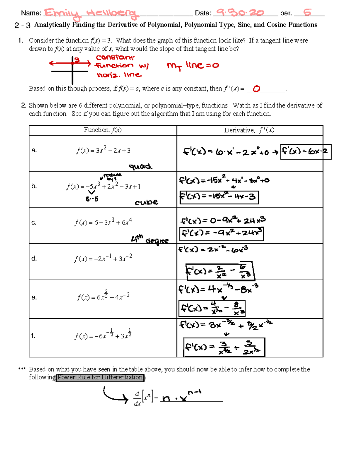 Math 2-3: Derivatives of Polynomial and Trigonometric Functions - Studocu